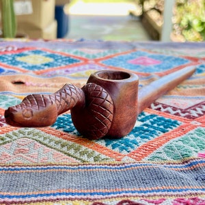 Mapacho Pipe, Hand Carved Serpent Pipe, Solid Wood Ceremonial Tobacco ...