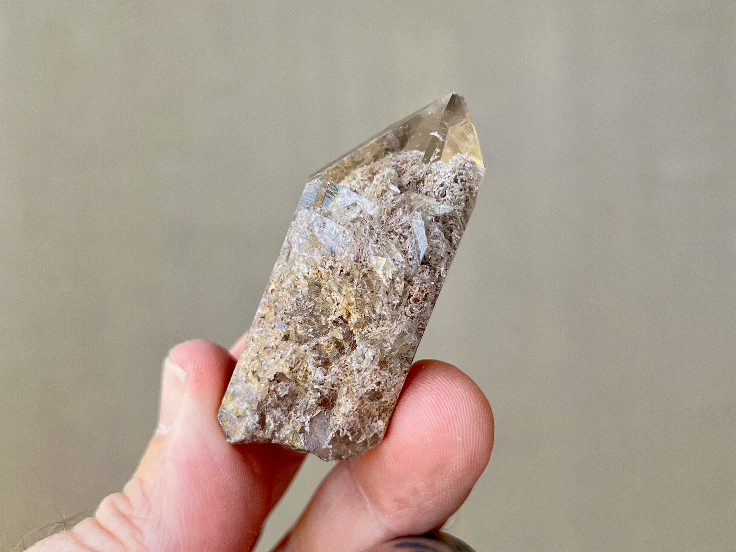 Pinkish Gray Phantom Lodolite Quartz with Water Clear Clarity, New Find ...