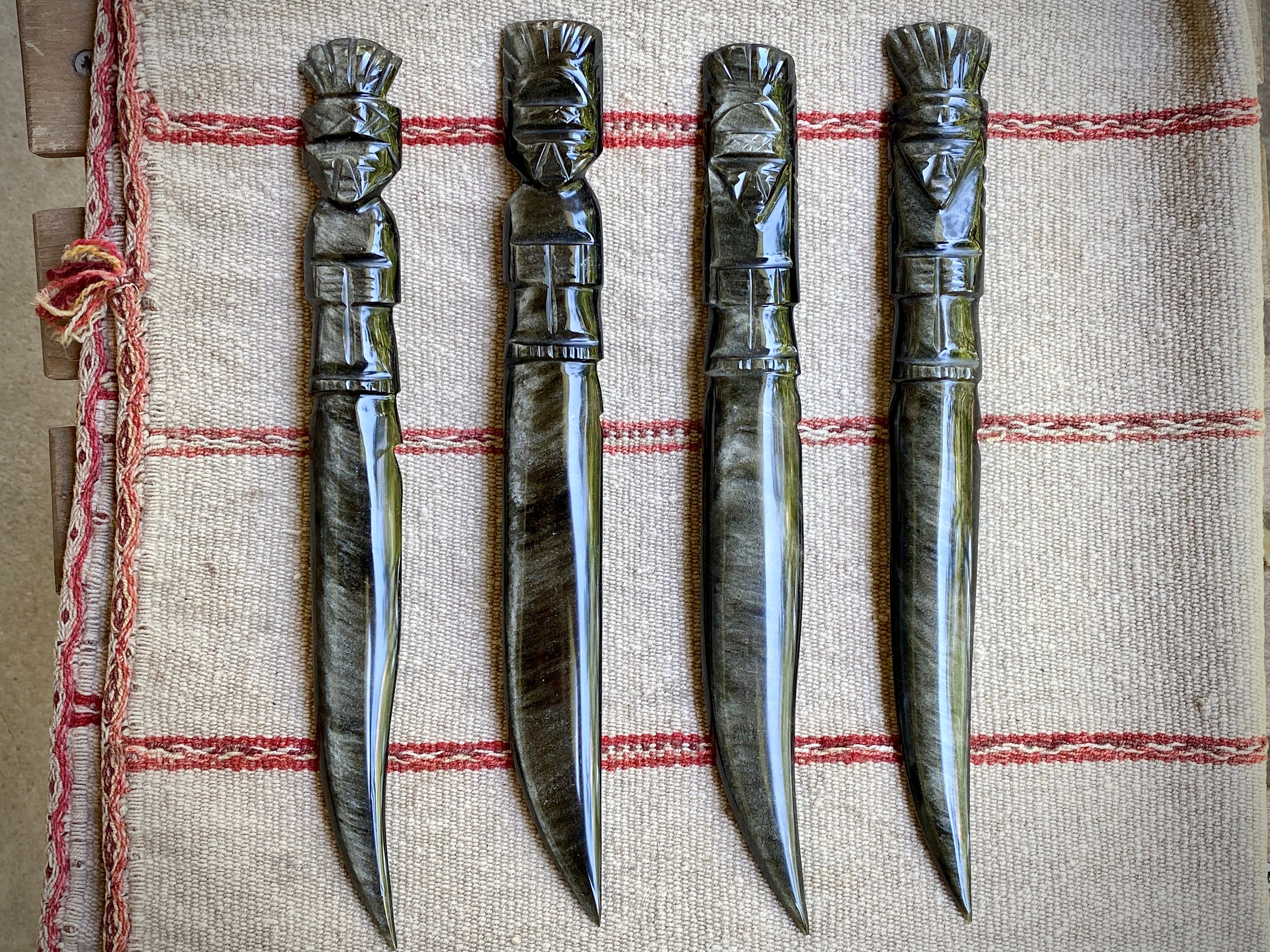 Ceremonial Dagger, Silver Sheen Obsidian Dagger, Mayan Athame ...