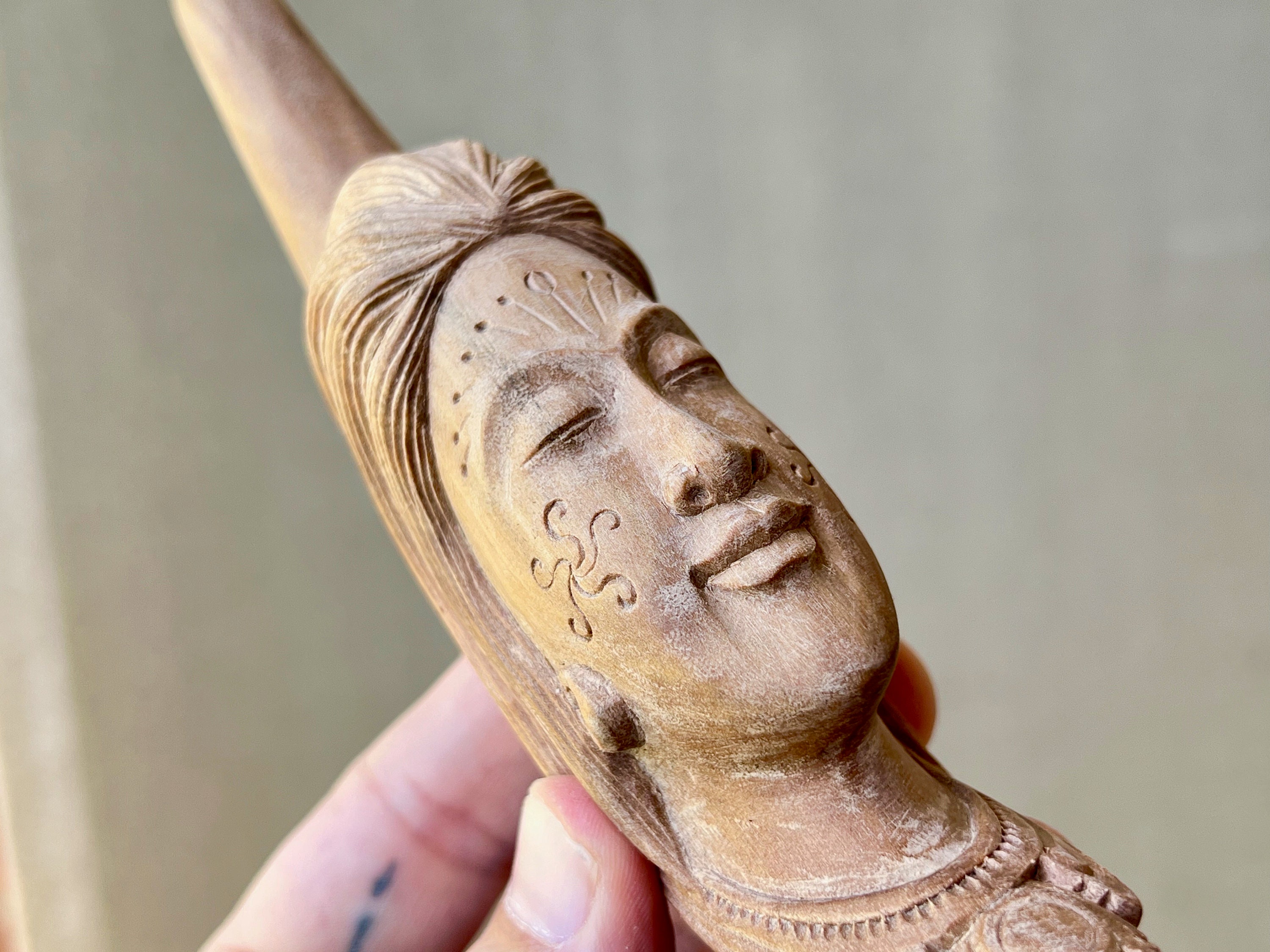 Goddess Tepi Pipe with Beautiful Feminine Face, Single Block Tepi, Hand ...