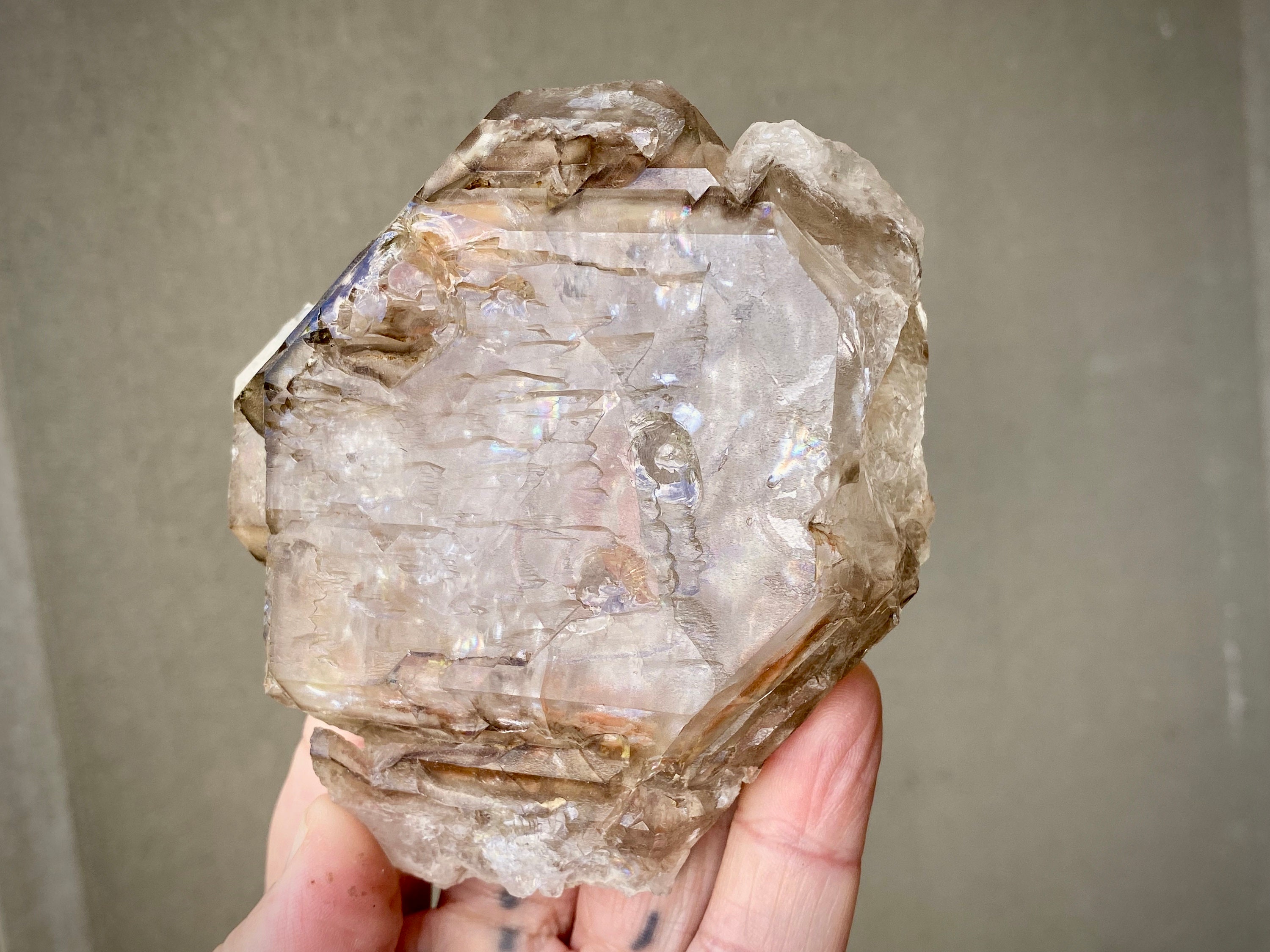 Elestial Quartz Crystal Shield with Beautiful Rainbows, Large Crystal ...