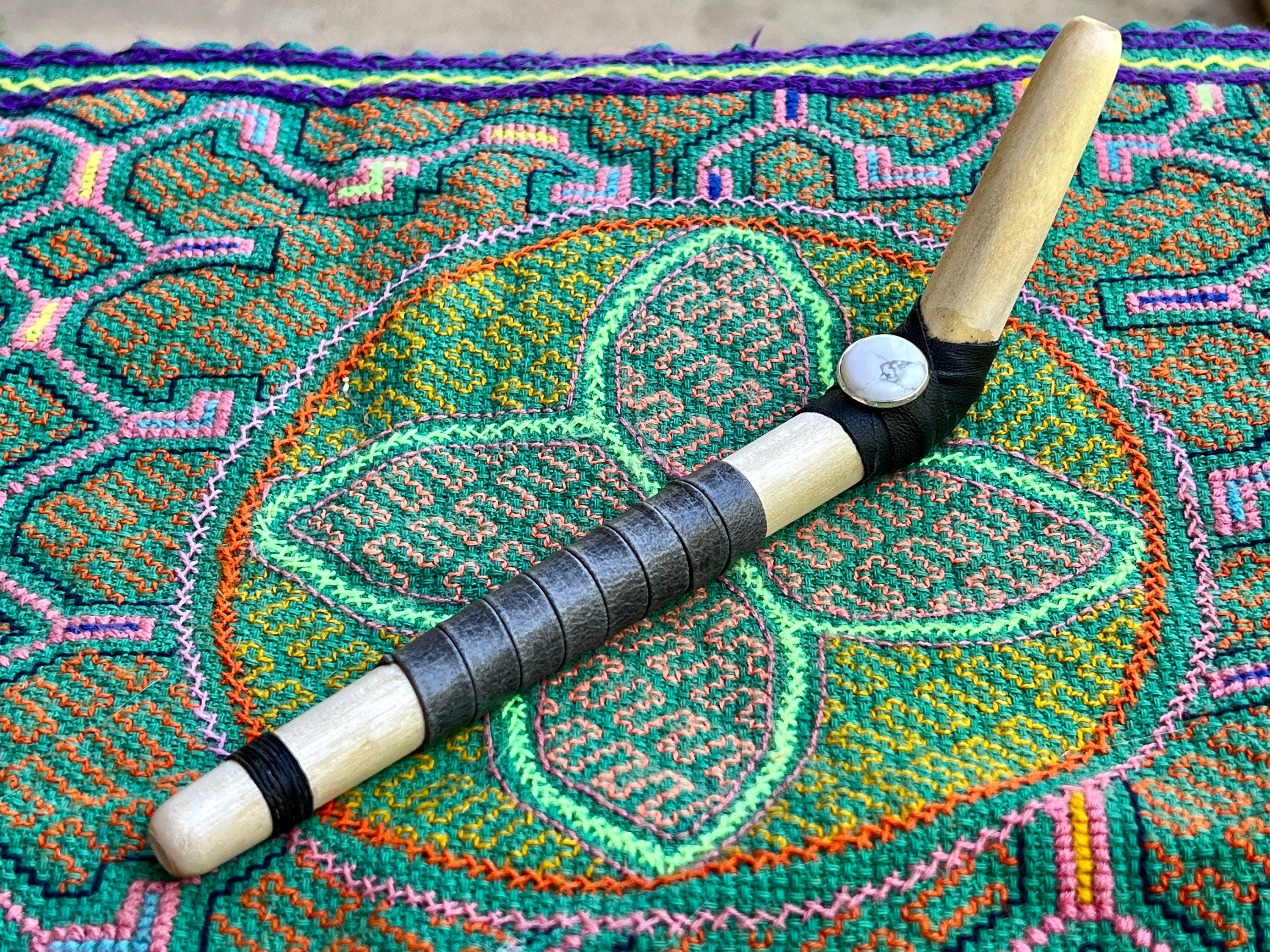 Tepi Pipe with Howlite Stone, Solid Wood Tepi Pipe, Handcrafted ...