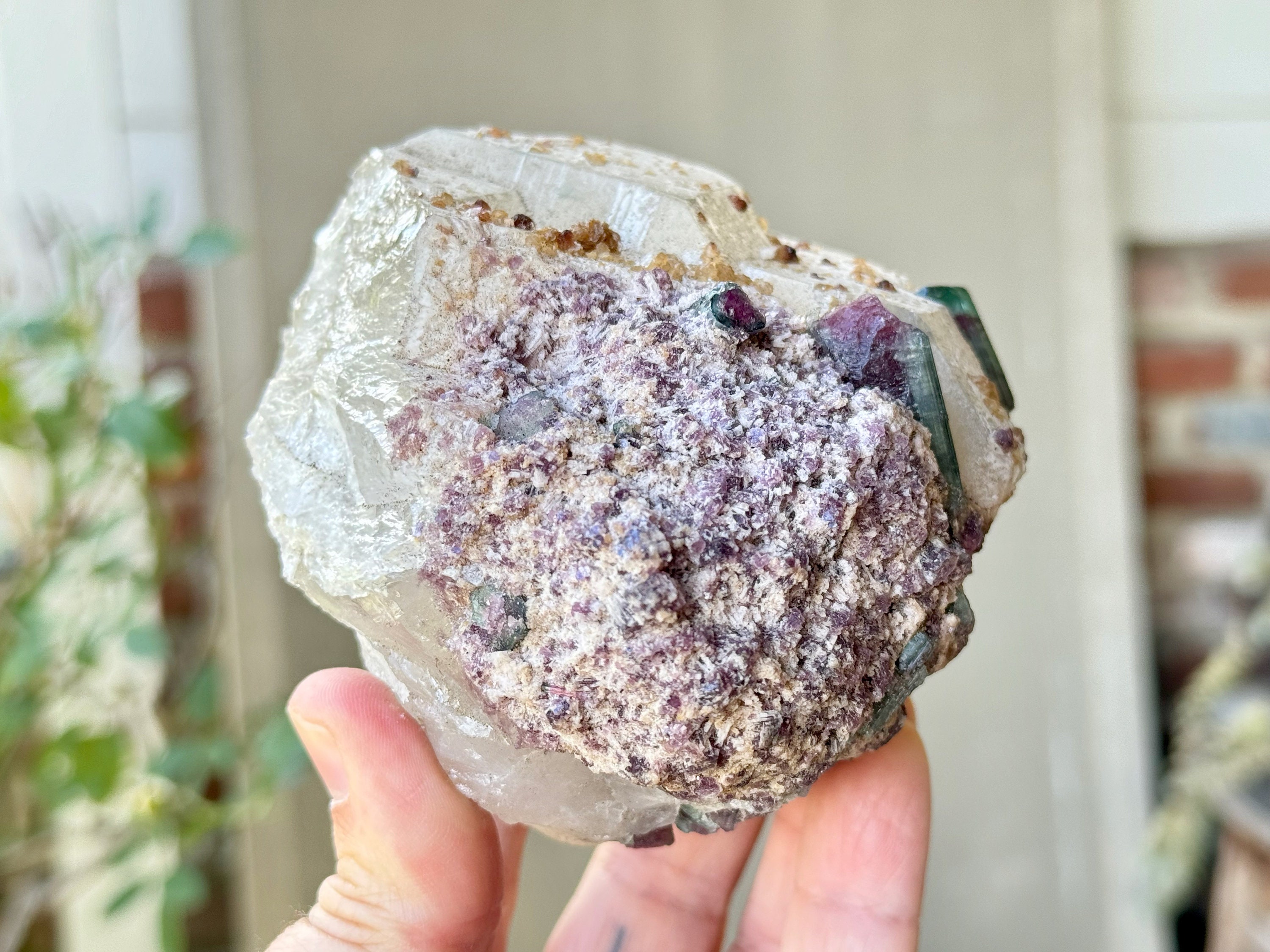 Unicorn Stone Quartz with Bicolor Pink & Teal Blue Tourmaline and ...