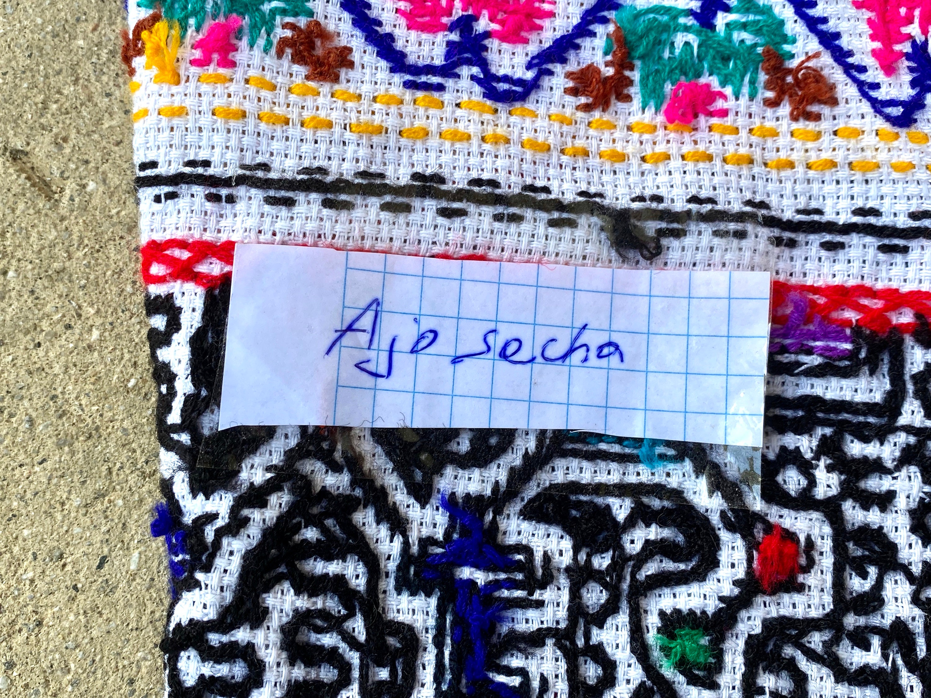 Shipibo Manta Cloth by Maestra Mathilde, Icaro for Ajo Sacha, 17 x 27 ...