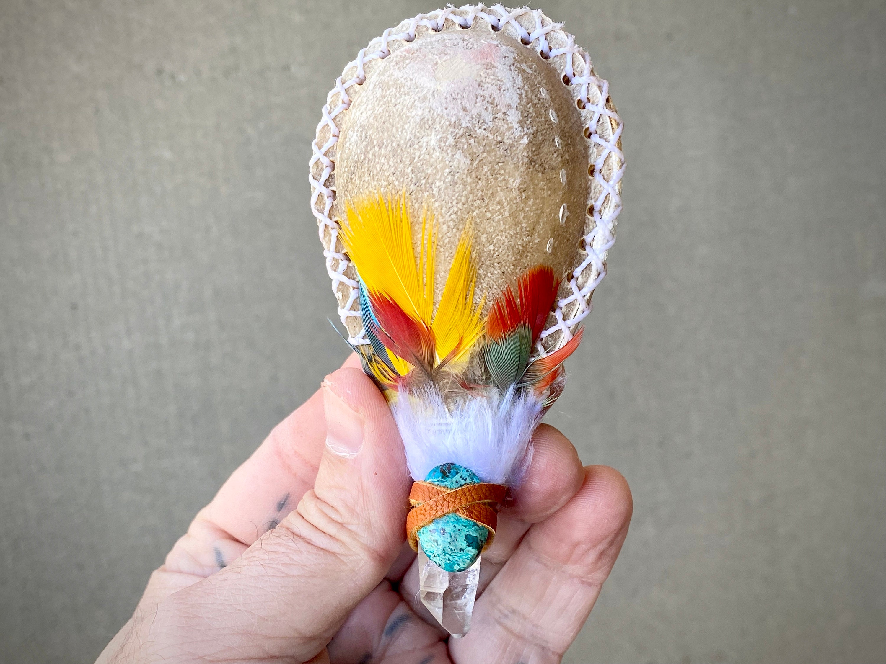 Shaman Rattle with Lemurian Quartz, SCRATCH AND DENT, Traditional ...