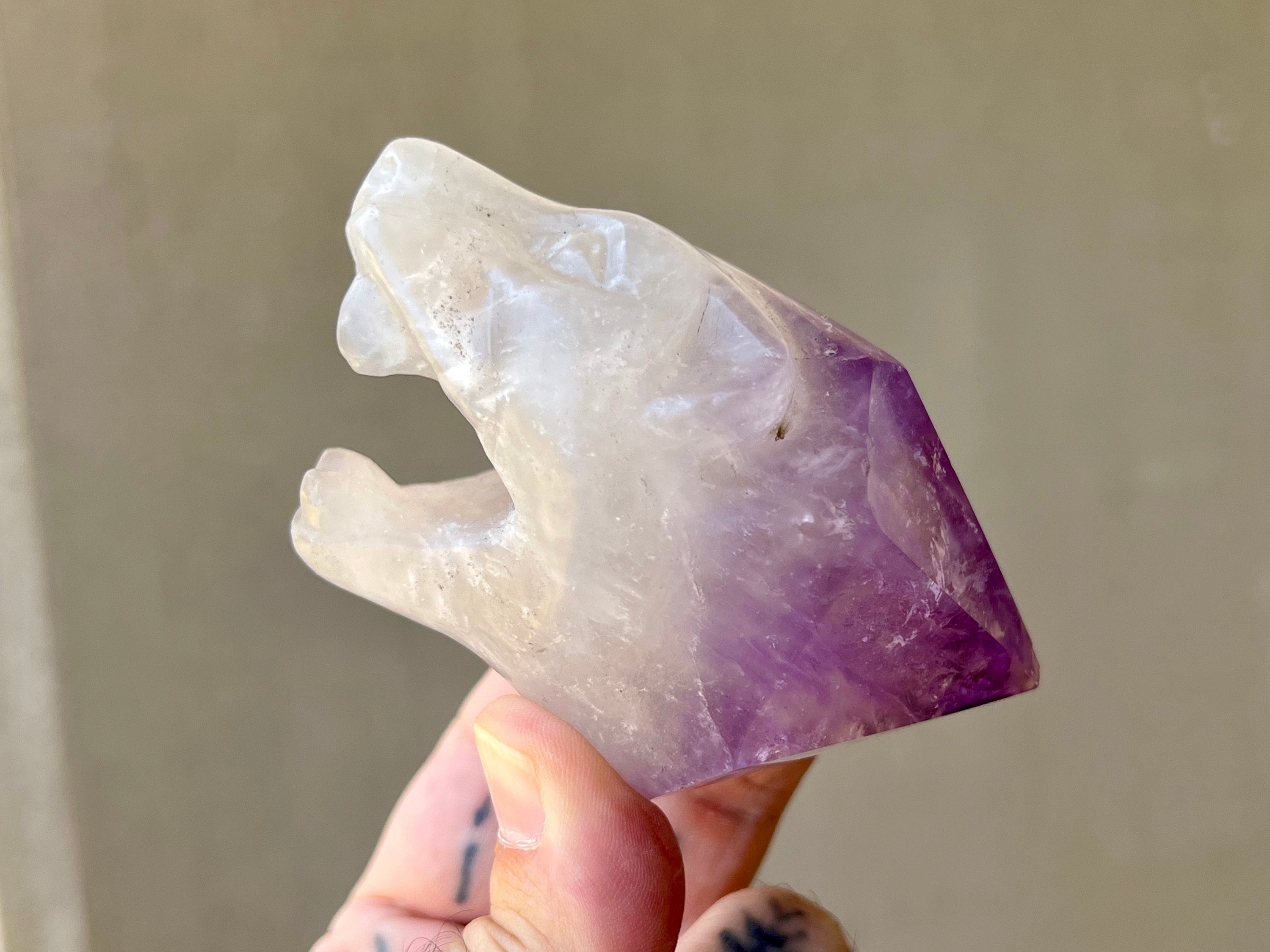 Amethyst Puma by Peruvian Artist Arturo Huarhua, Carved Amethyst ...