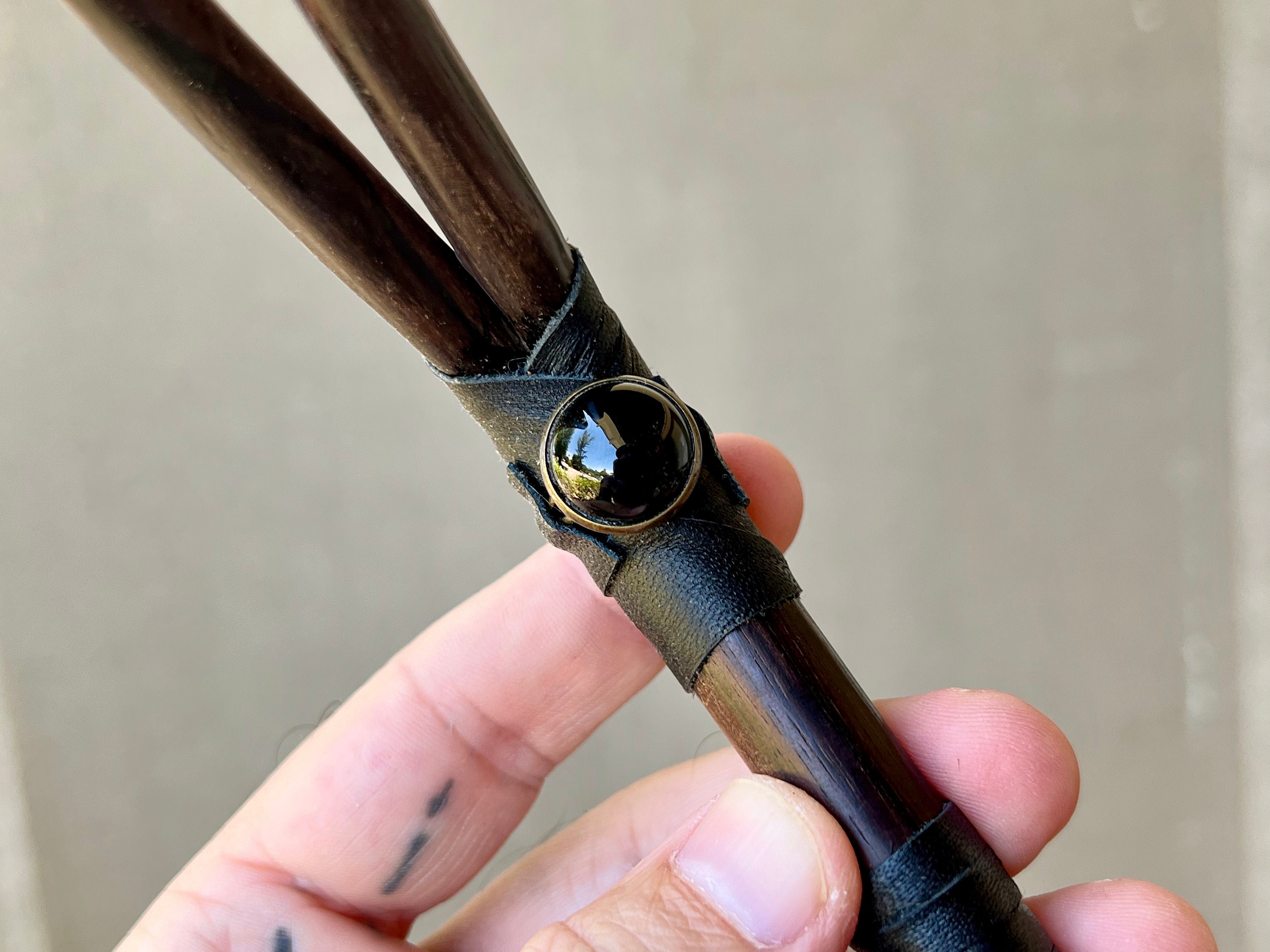 Double Tepi (kuripe) pipe with Black Onyx, Solid Wood Tepi, shamanic ...