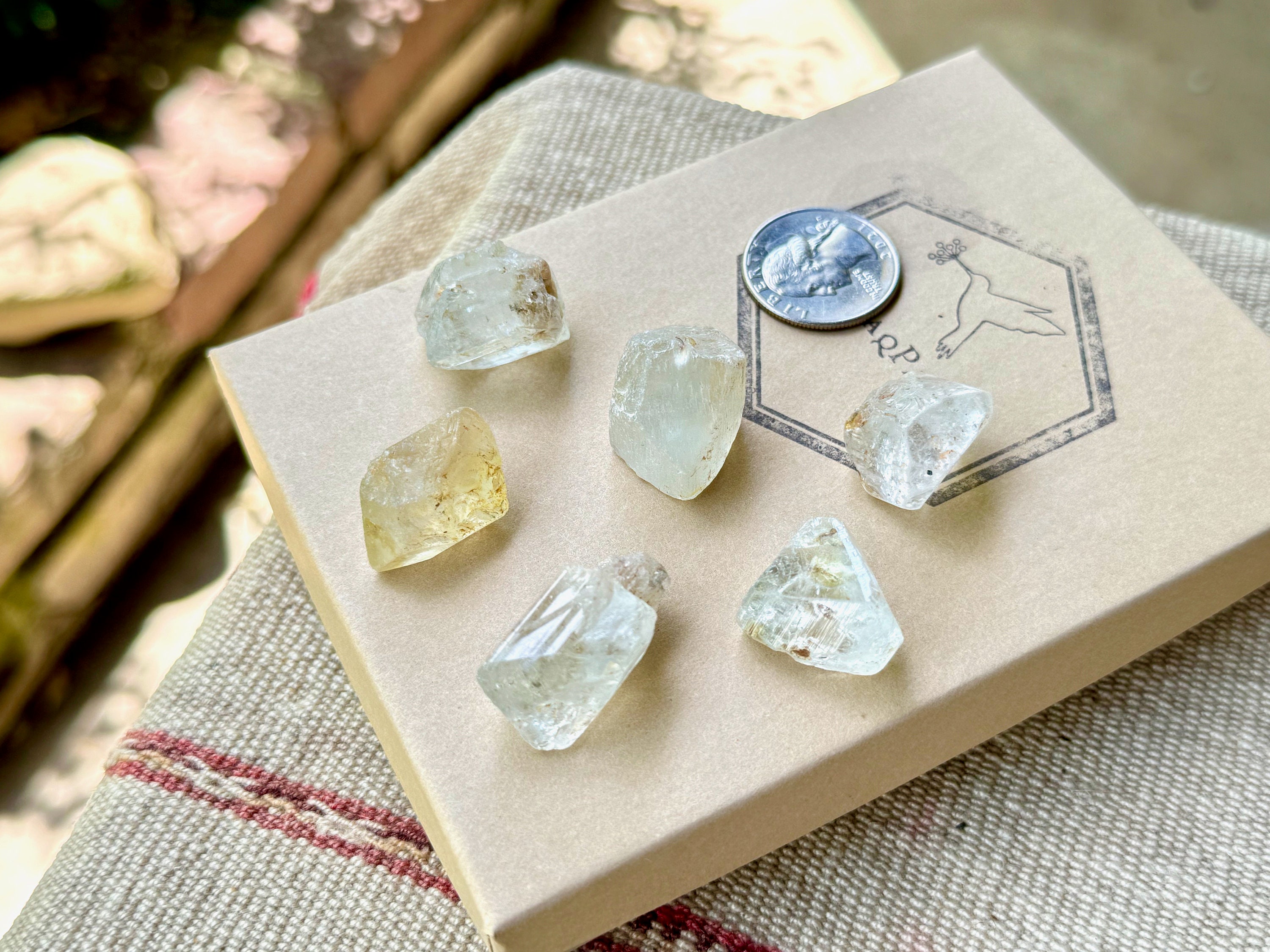 Pale Blue and Clear Topaz from Nigeria with One Trigonic Crystal, 6 ...