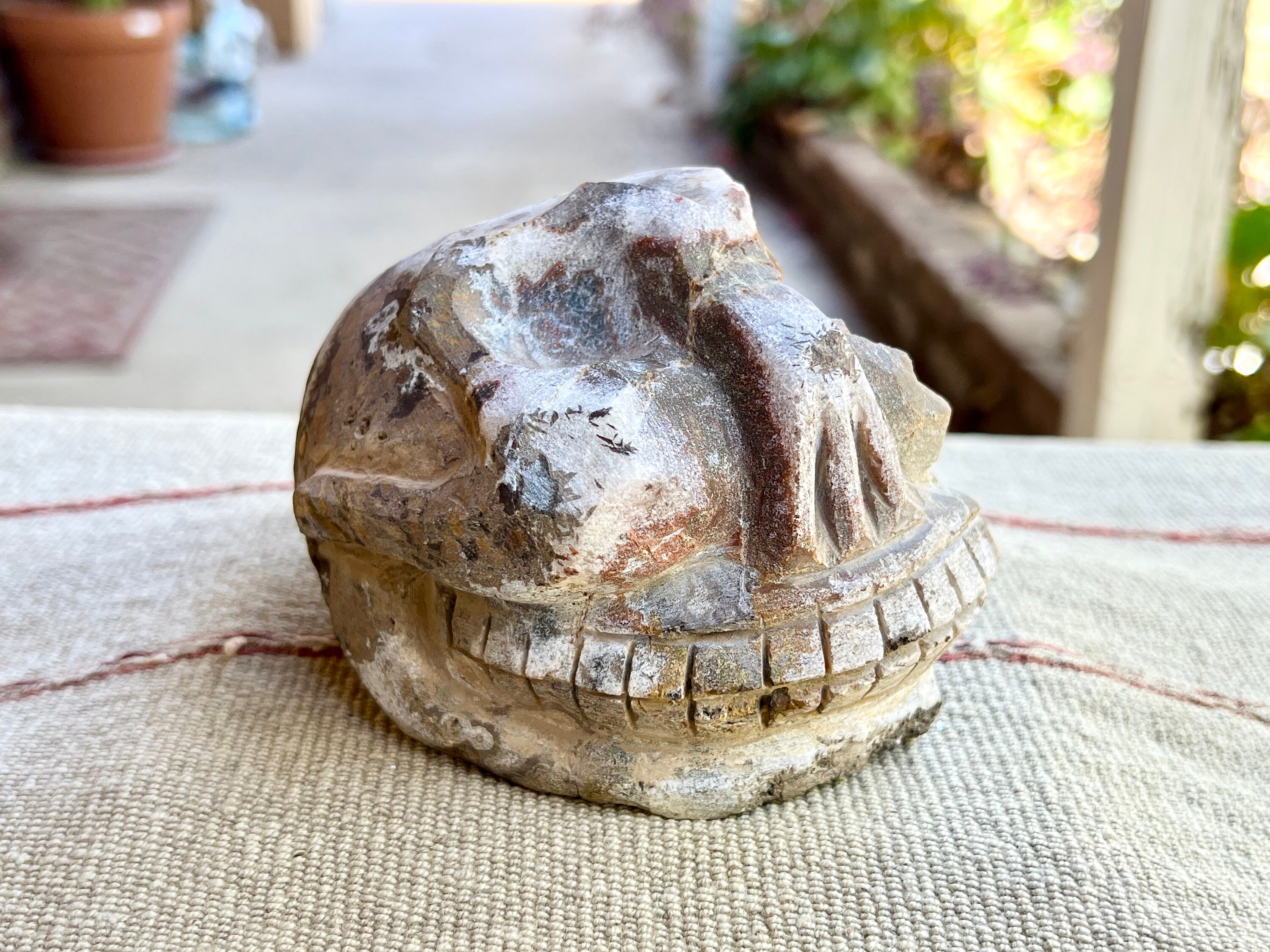 Carved Stone Skull, Stone, Amethyst and Quartz Crystal Skull Geode from ...