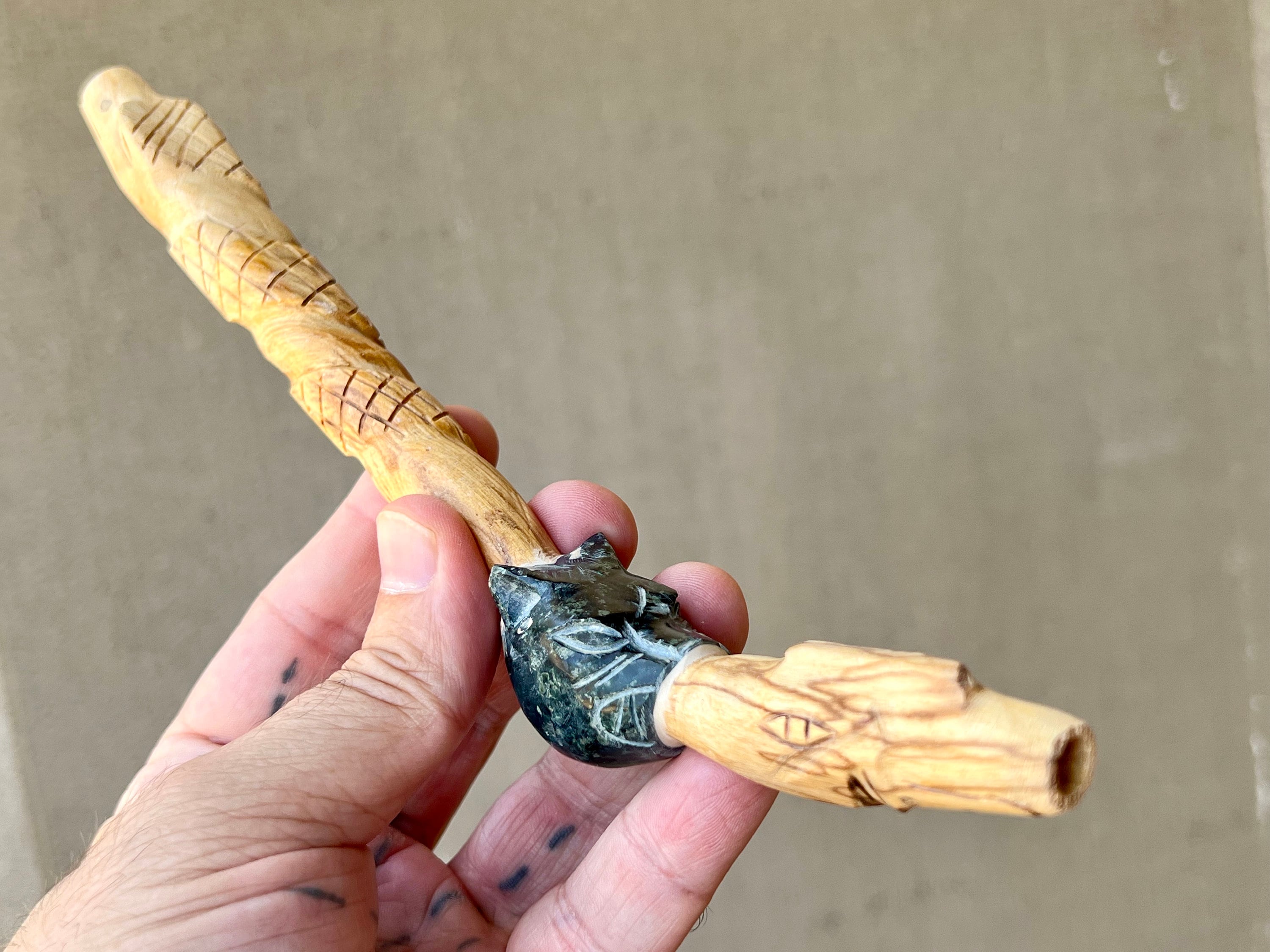 Incan Trilogy Tepi Pipe, Palo Santo Wood & Stone Tepi with Puma, Condor ...