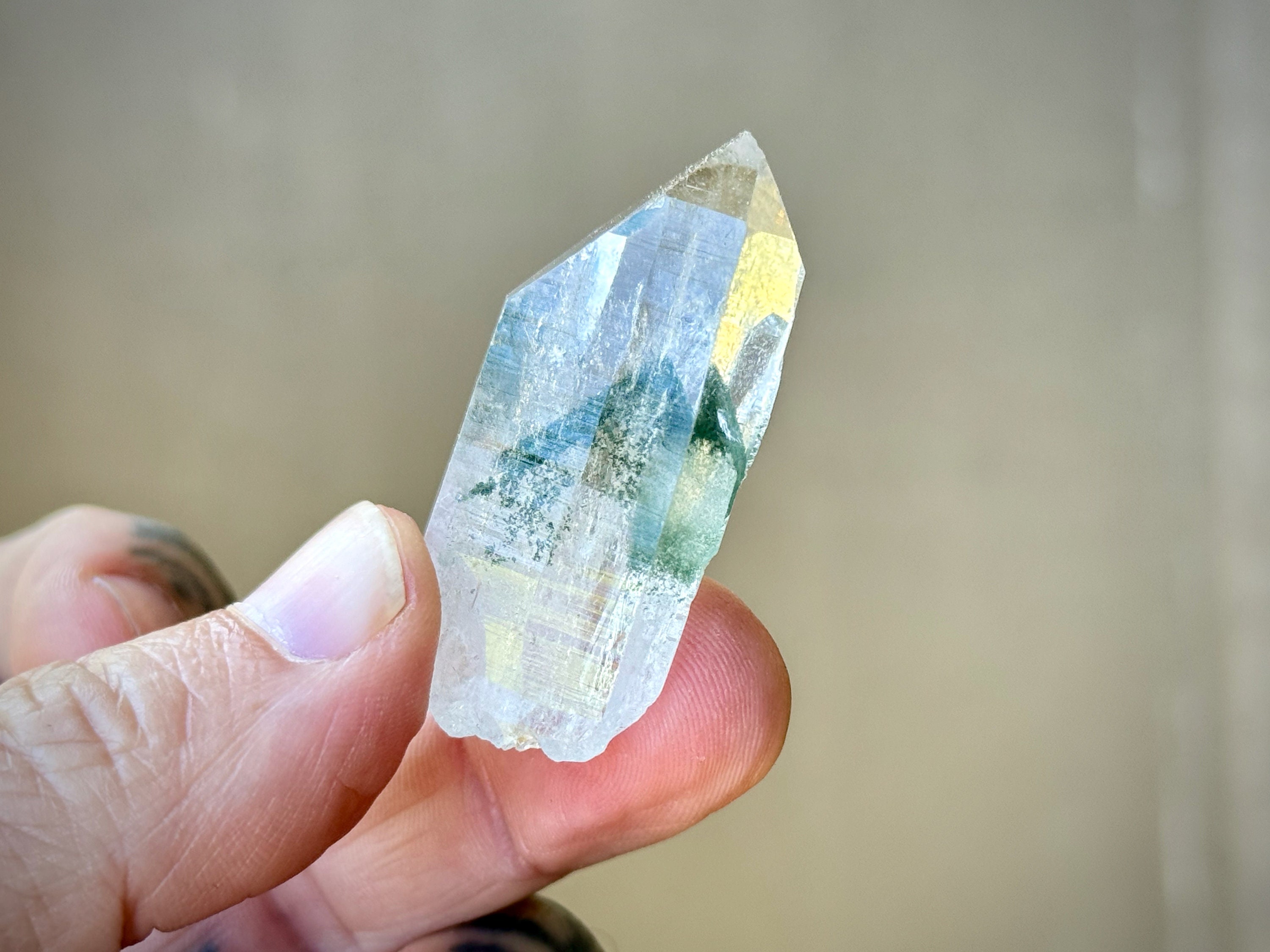 Green Chlorite Phantom Quartz with Pyramidal Phantom, New Find ...