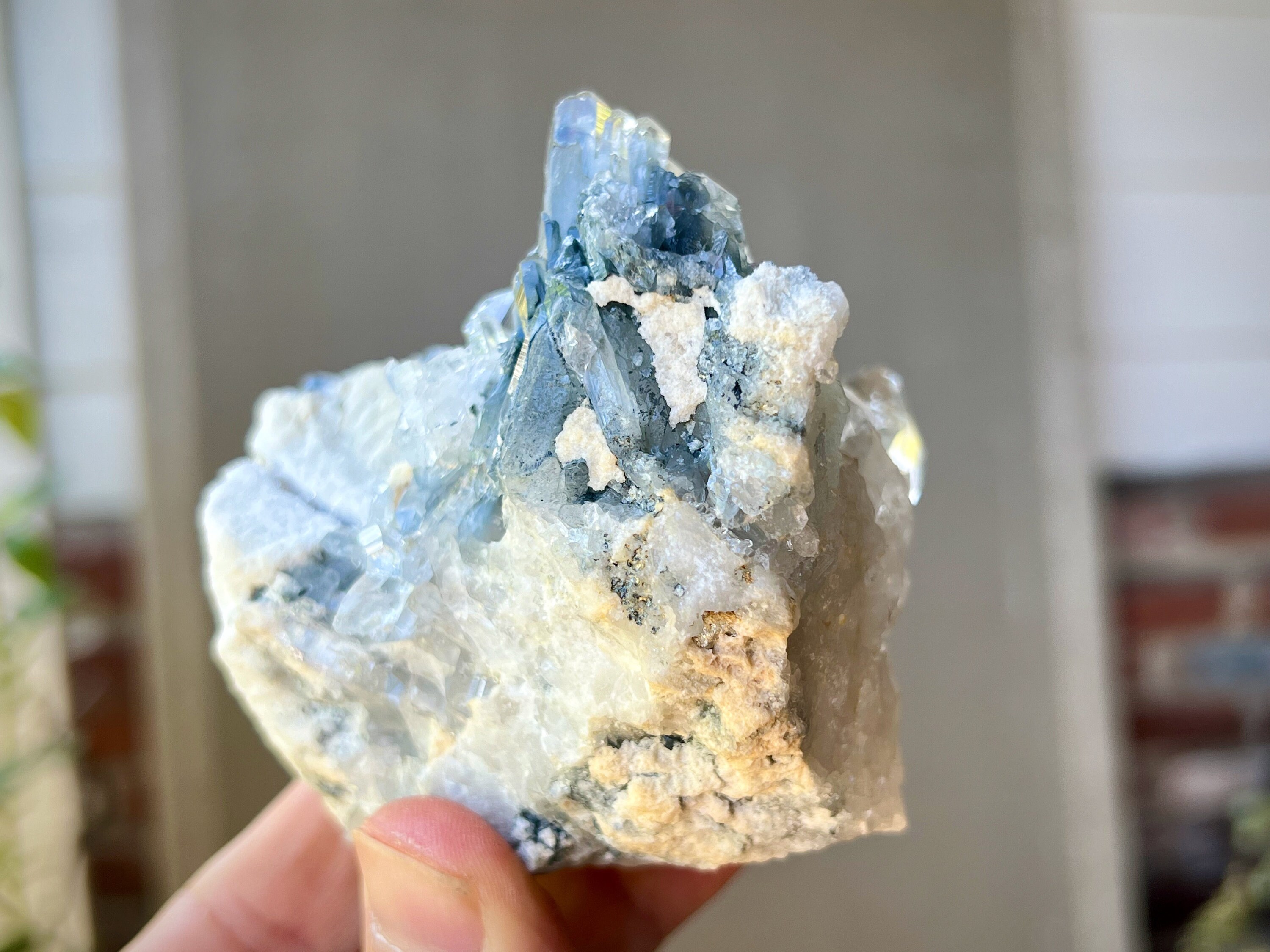 Blue Tara Quartz Cluster with Vibrant Blue Riebeckite Inclusions, New ...