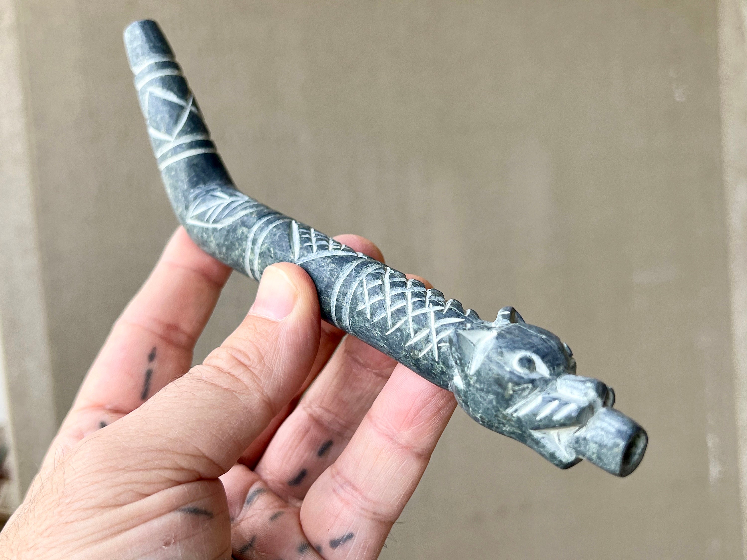 Andean Tepi Pipe, Carved Stone Tepi, Your Choice of Serpent, Condor or ...