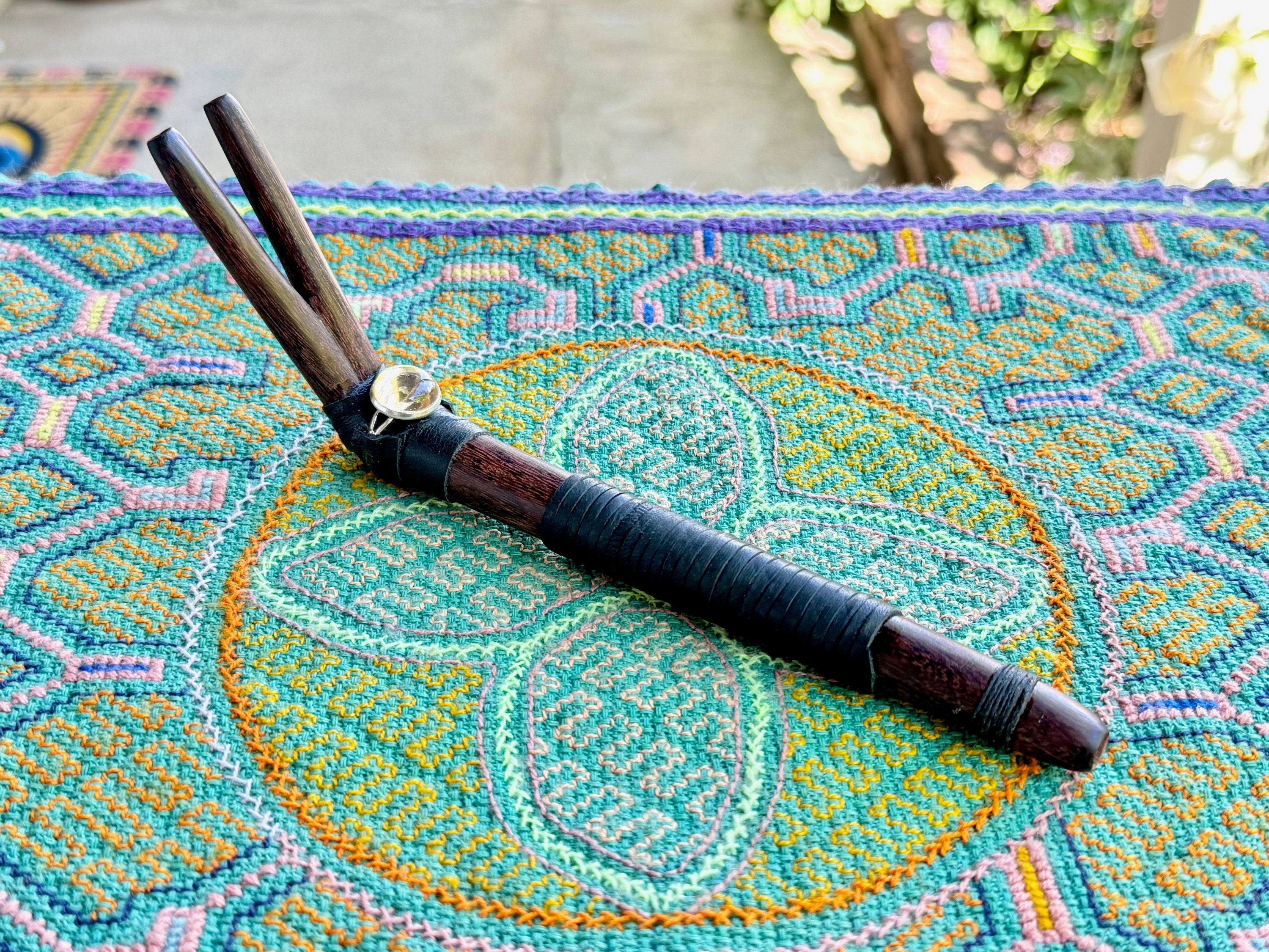 Double Tepi Pipe with Citrine, Solid Dark Tamarind Wood Tepi ...