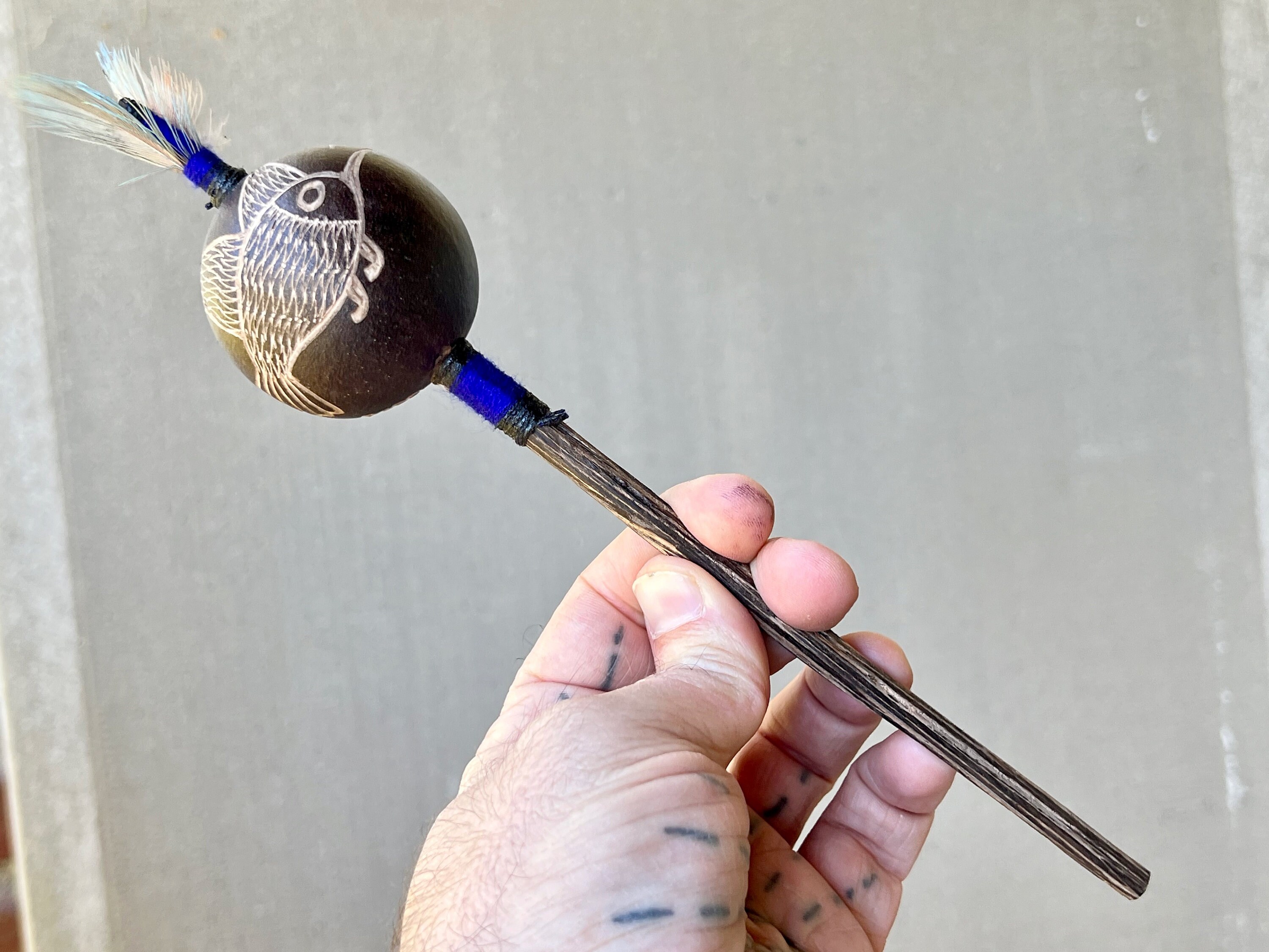 Shaman Rattle with Butterfly, Hummingbird or Dolphin, Traditional Small ...