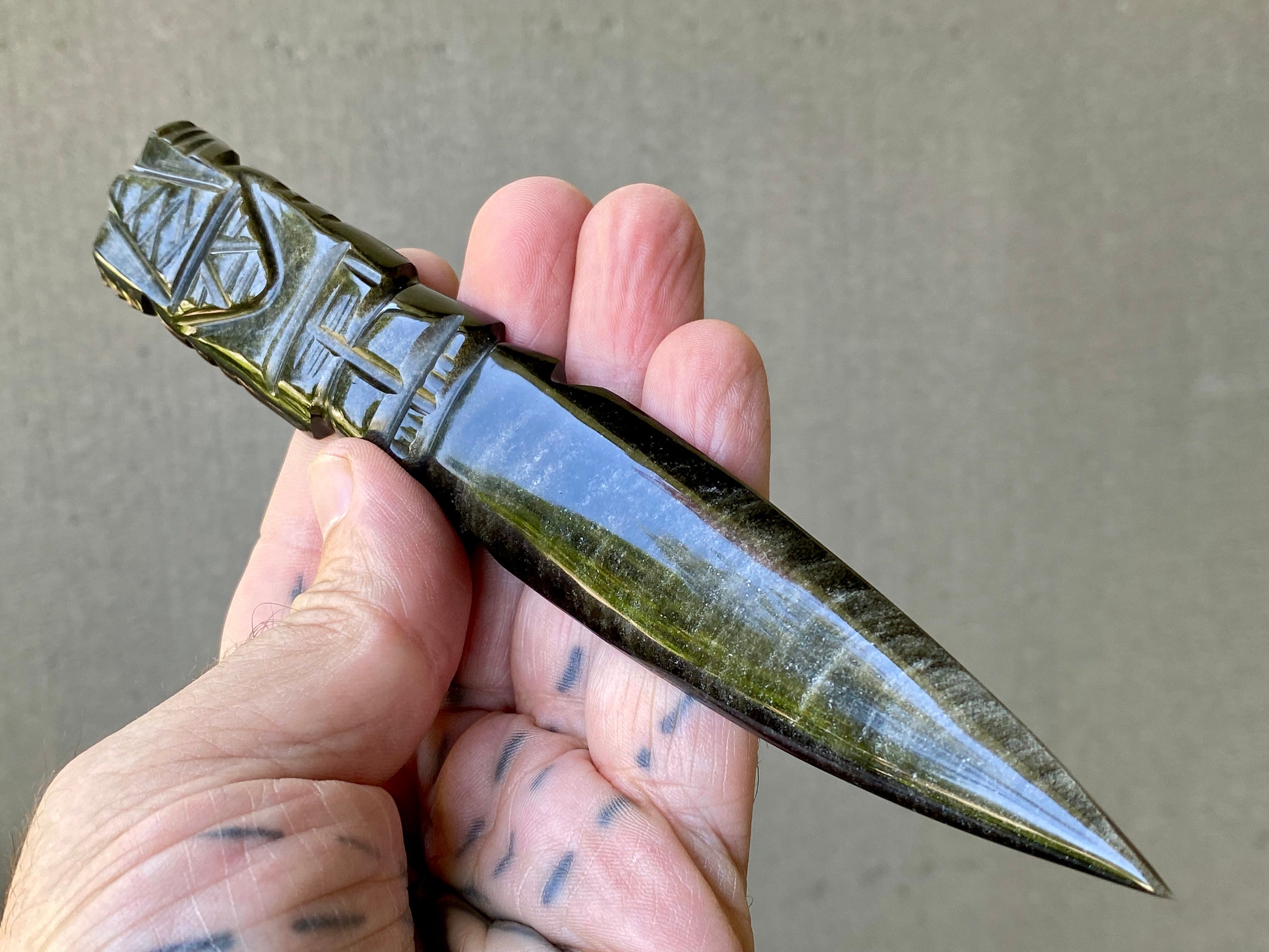 Ceremonial Dagger, Silver Sheen Obsidian Dagger, Mayan Athame ...
