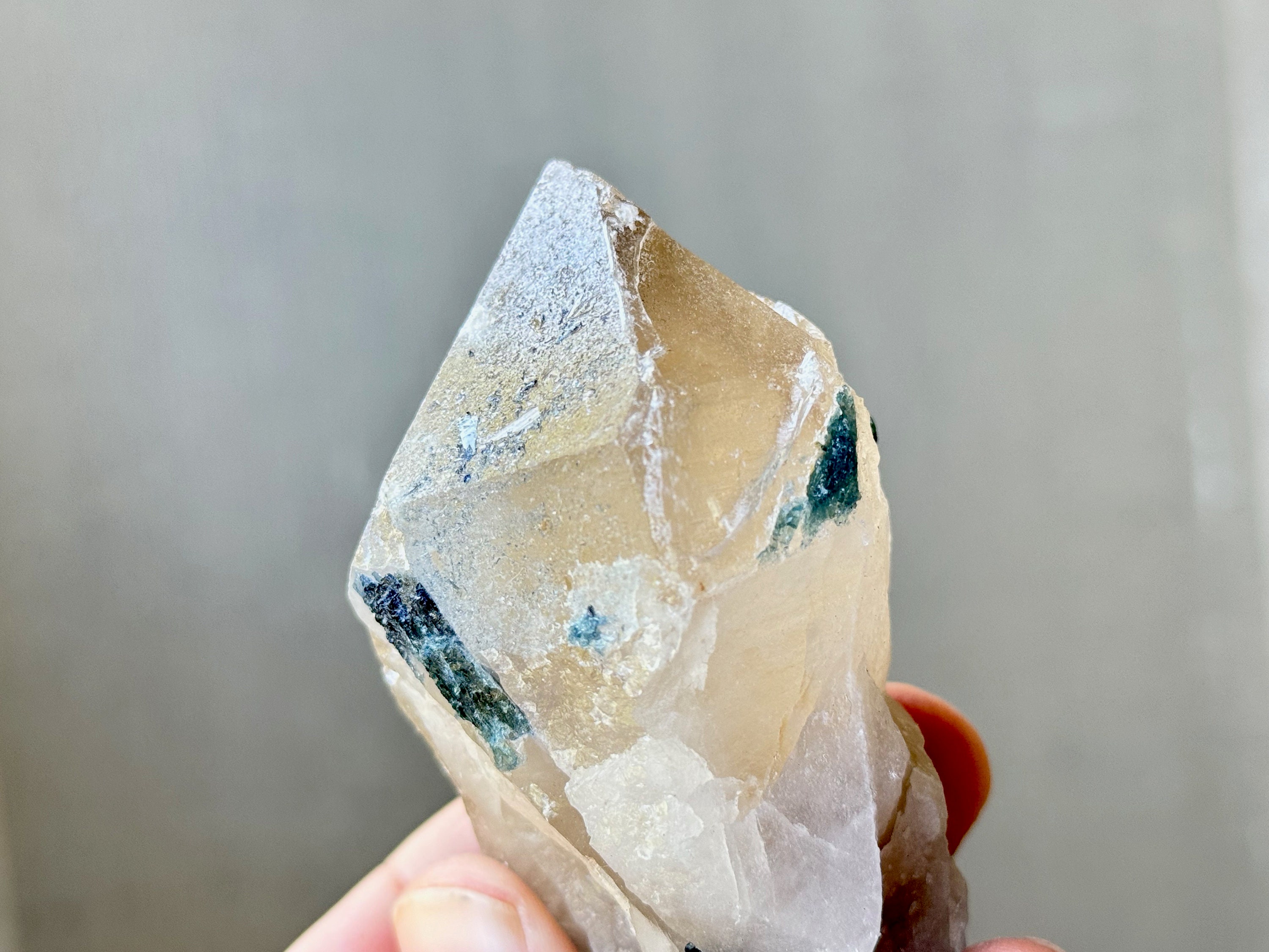 Citrine Quartz with Dark Blue Indicolite Tourmaline Inclusions, New ...