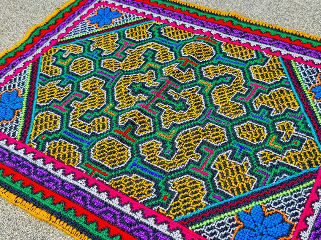 Shipibo Manta Cloth by Peruvian Artist Isabel Franchini, 14 X 18 ...