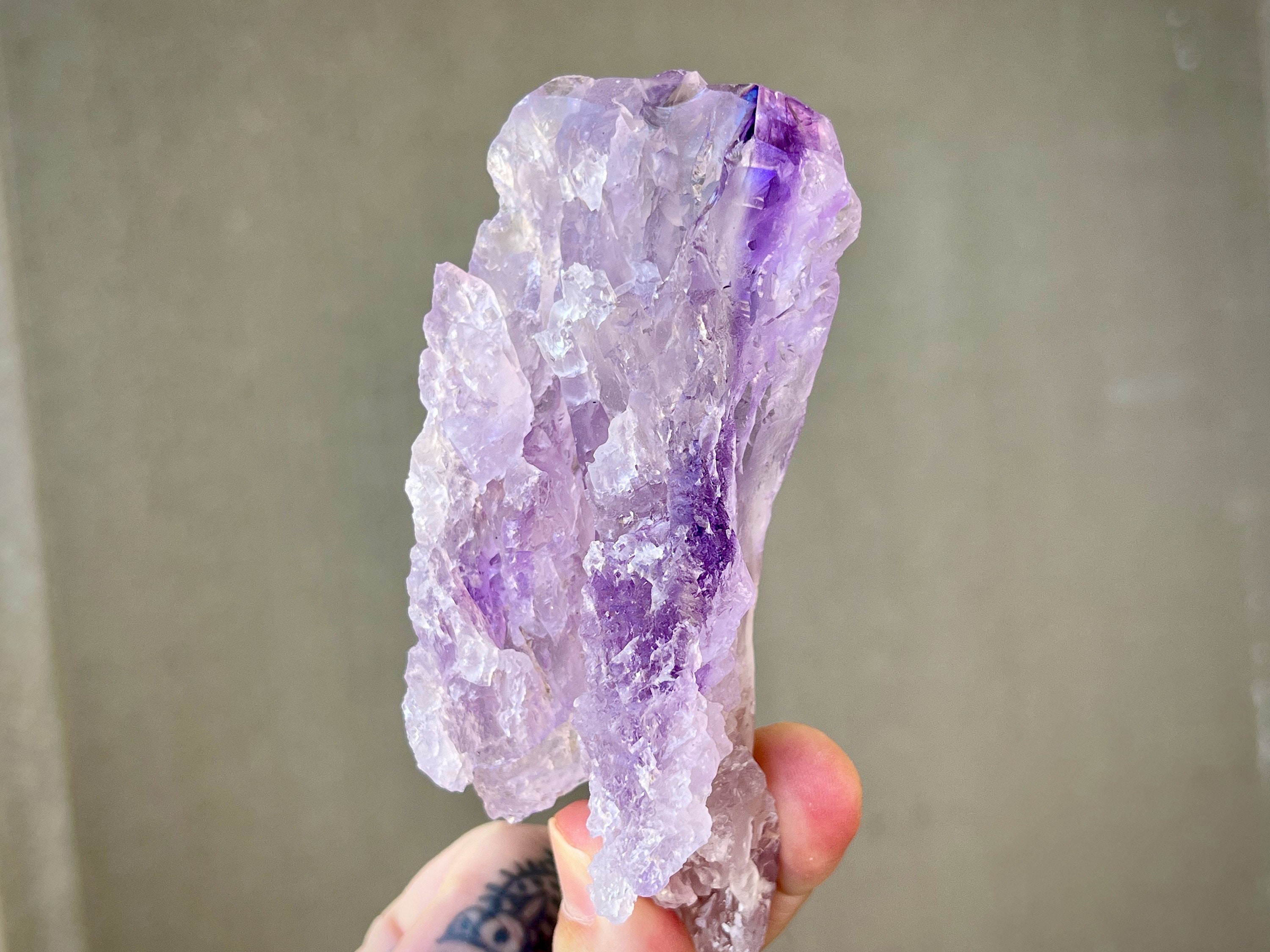 Lemurian Amethyst Crystal with Hydrothermal Etchings, Rare Old Find ...