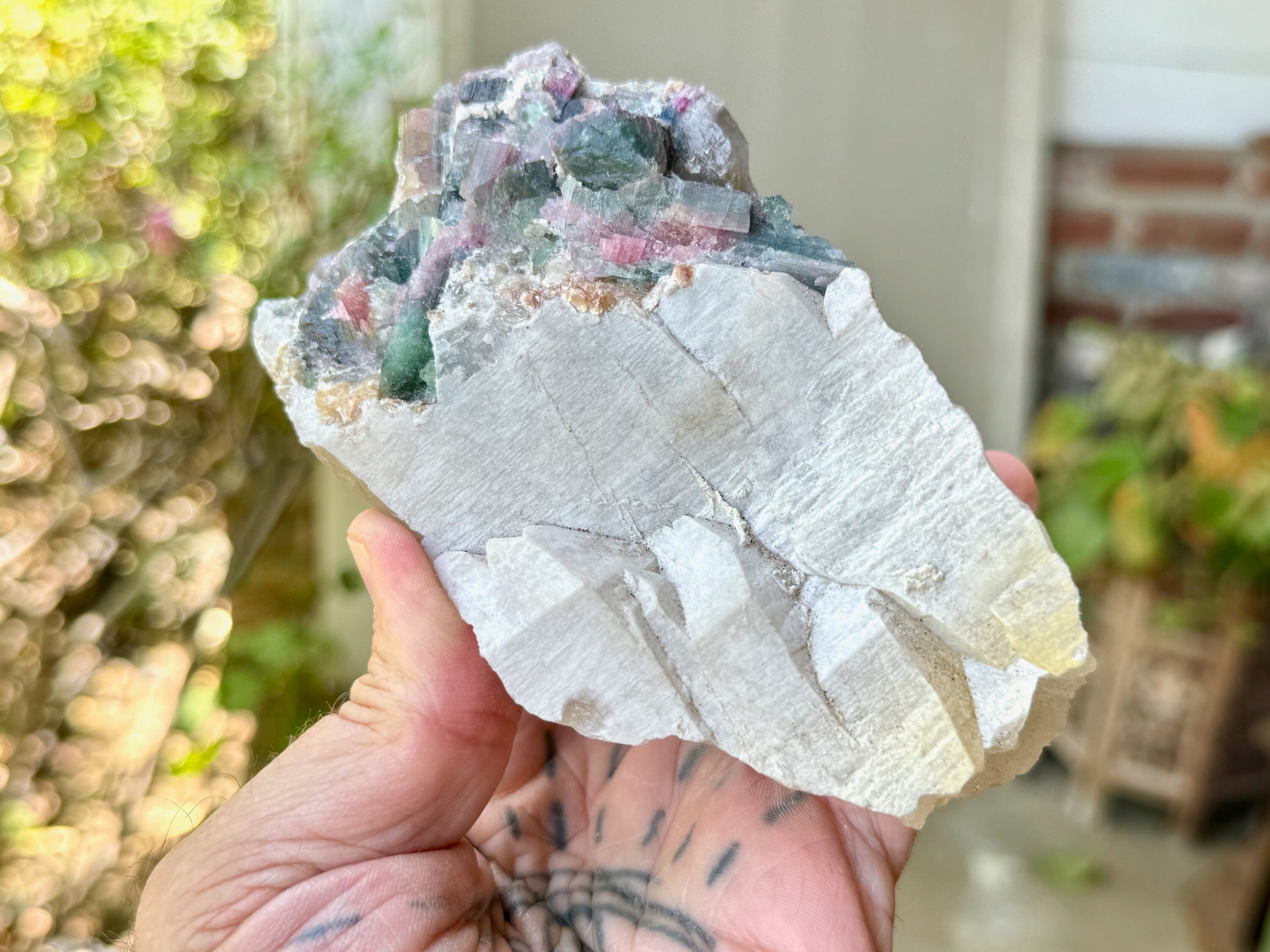 Unicorn Stone Quartz with Bicolor Pink, Green and Teal Blue Tourmaline ...