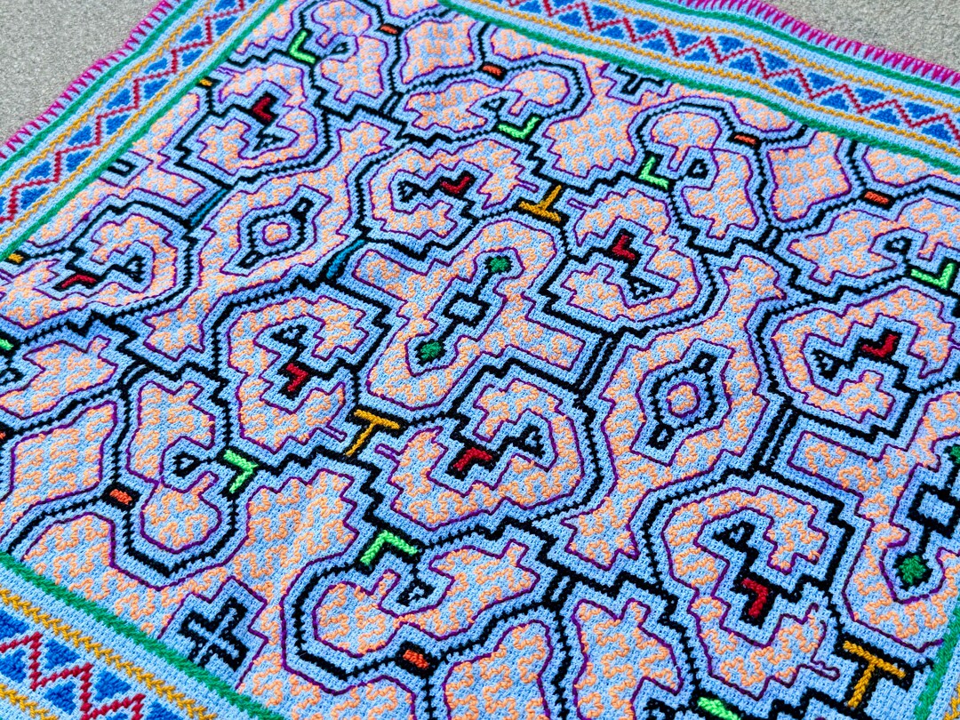 Shipibo Manta Cloth by Peruvian Artist Isabel Franchini, 17 X 18 ...