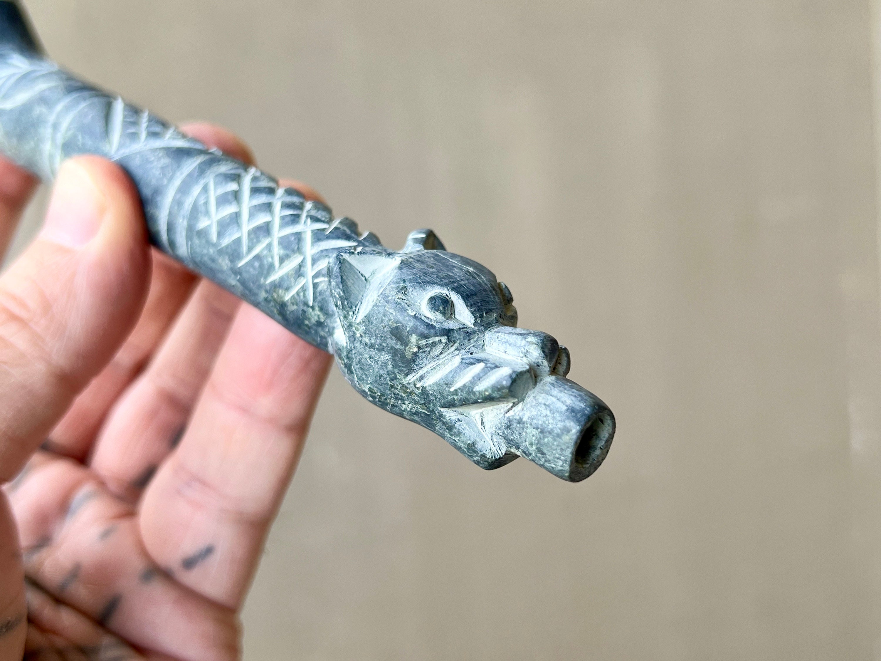 Andean Tepi Pipe, Carved Stone Tepi, Your Choice of Serpent, Condor or ...