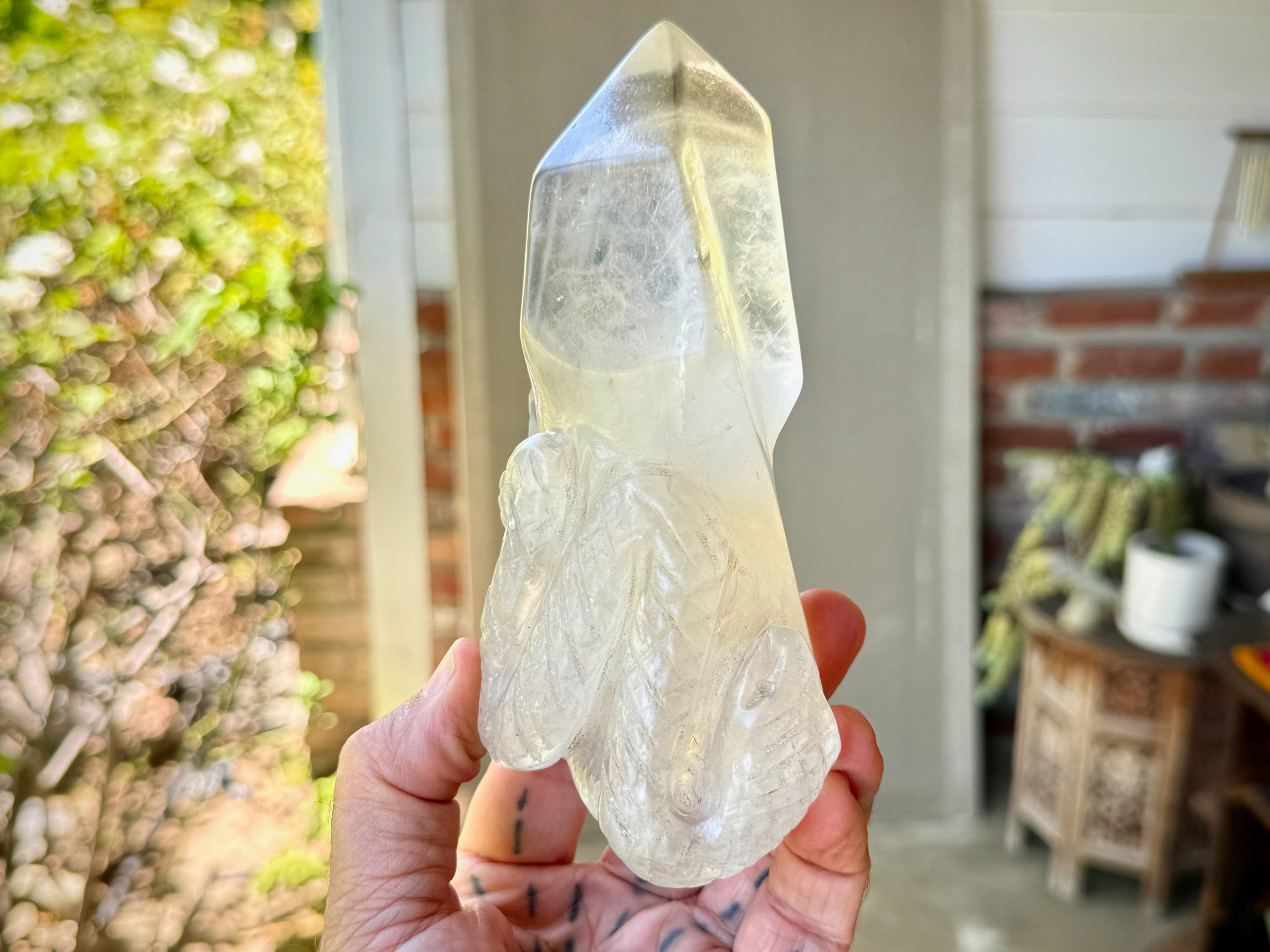 Andean Crystal Serpent by Peruvian Artist Mario Deza, 734g, Carved from ...