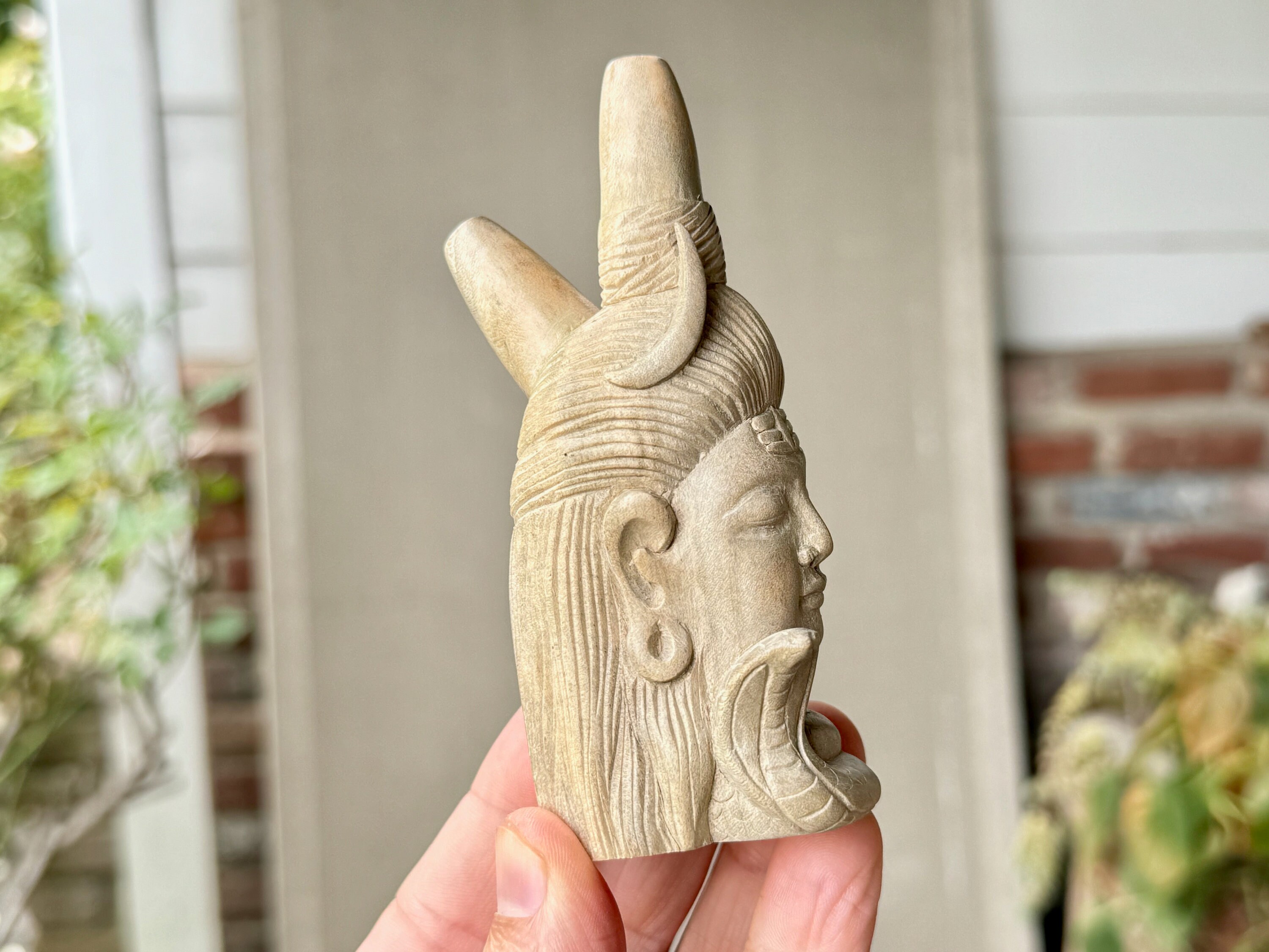 Shiva Kuripe with Serpent, Solid Wood Kuripe with Beautiful Detail, Hand Carved from a Single ...