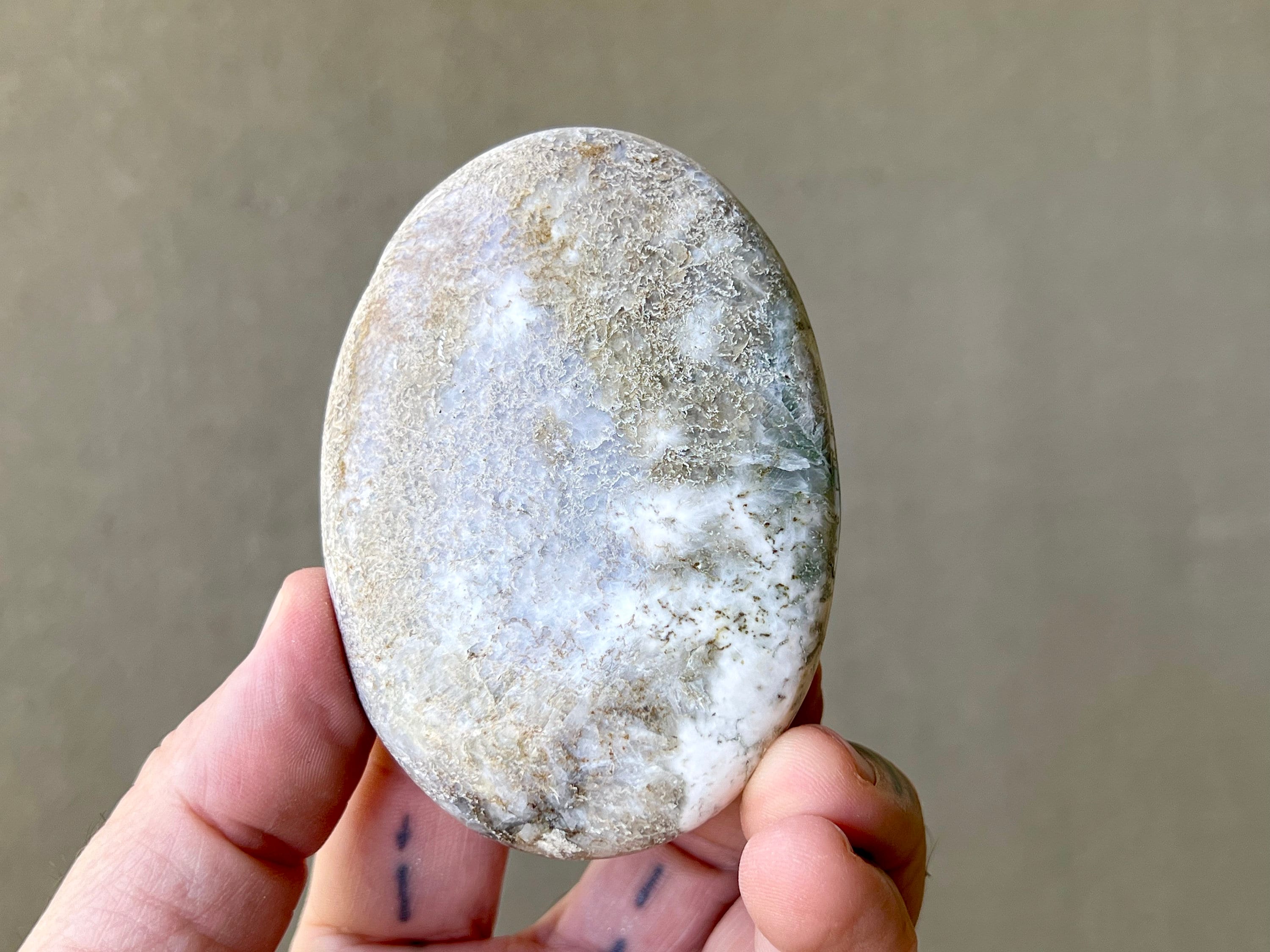 Celadonite and Quartz Palm Stone, Polished Palm Stone, Breathwork ...