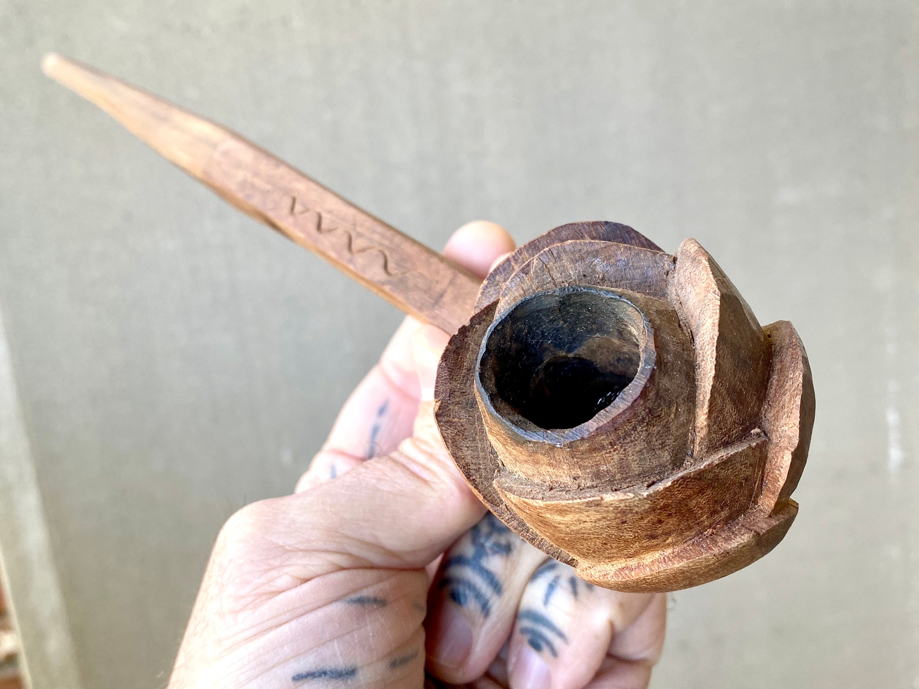 Ceremonial Tobacco Pipe, Hand Carved Mapacho Pipe, Solid Wood Pipe for ...