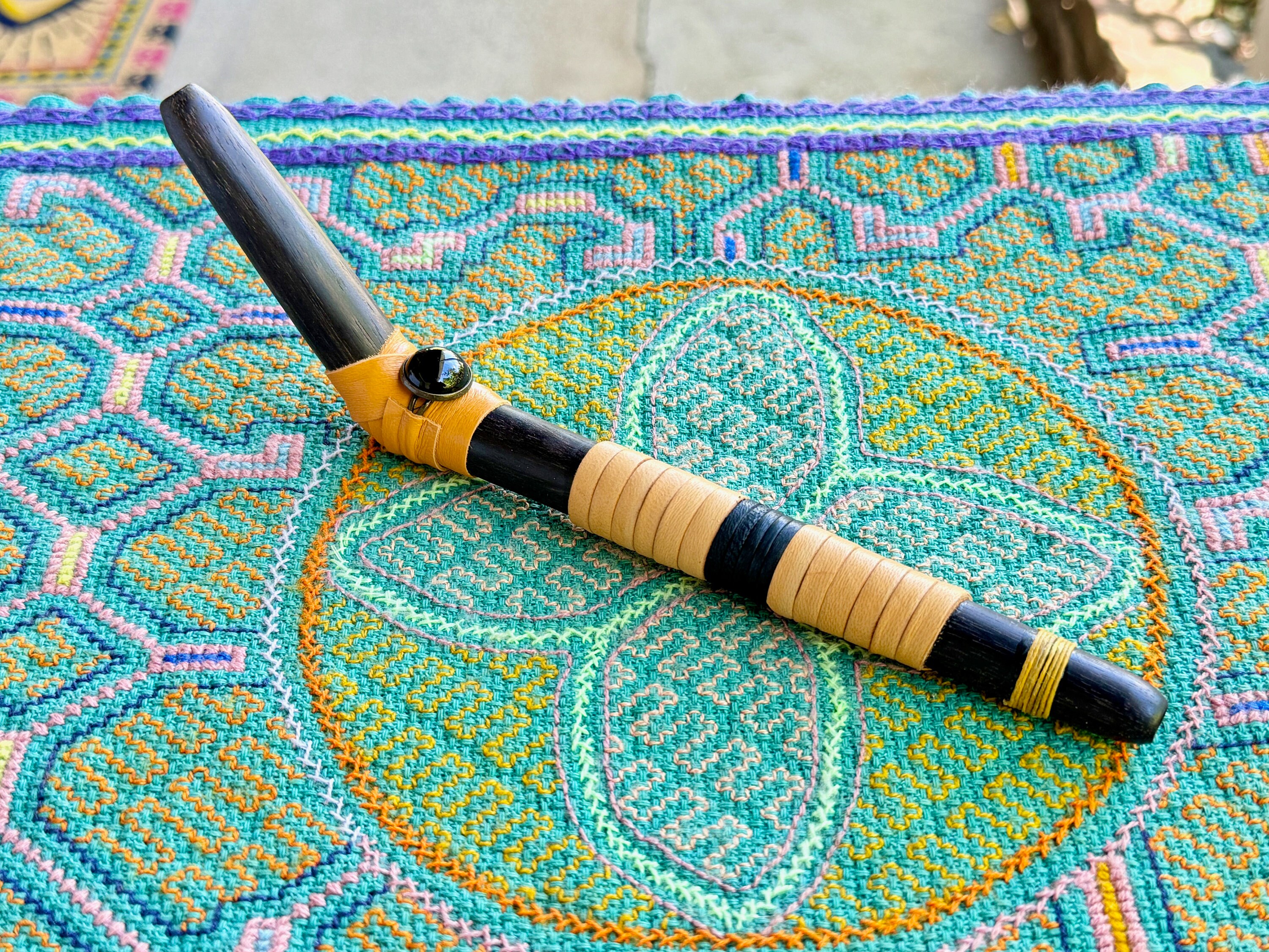 Tepi Pipe with Black Onyx, Natural Dark Wood Tepi Pipe, Handcrafted ...