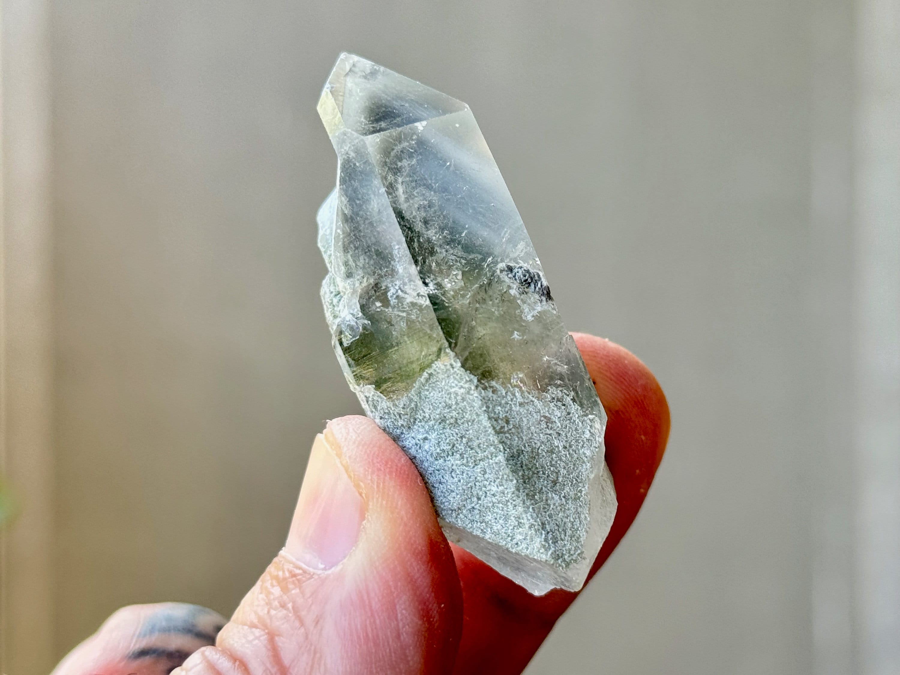Green Chlorite Phantom Quartz with Gray Kaolinite, 36g, New Find ...