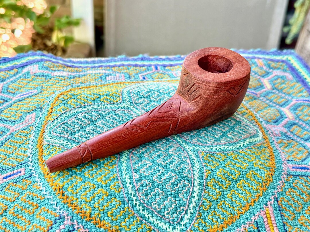 Shamanic Pipe, Hand-carved Wooden Tobacco Pipe for Ceremony, MINOR ...