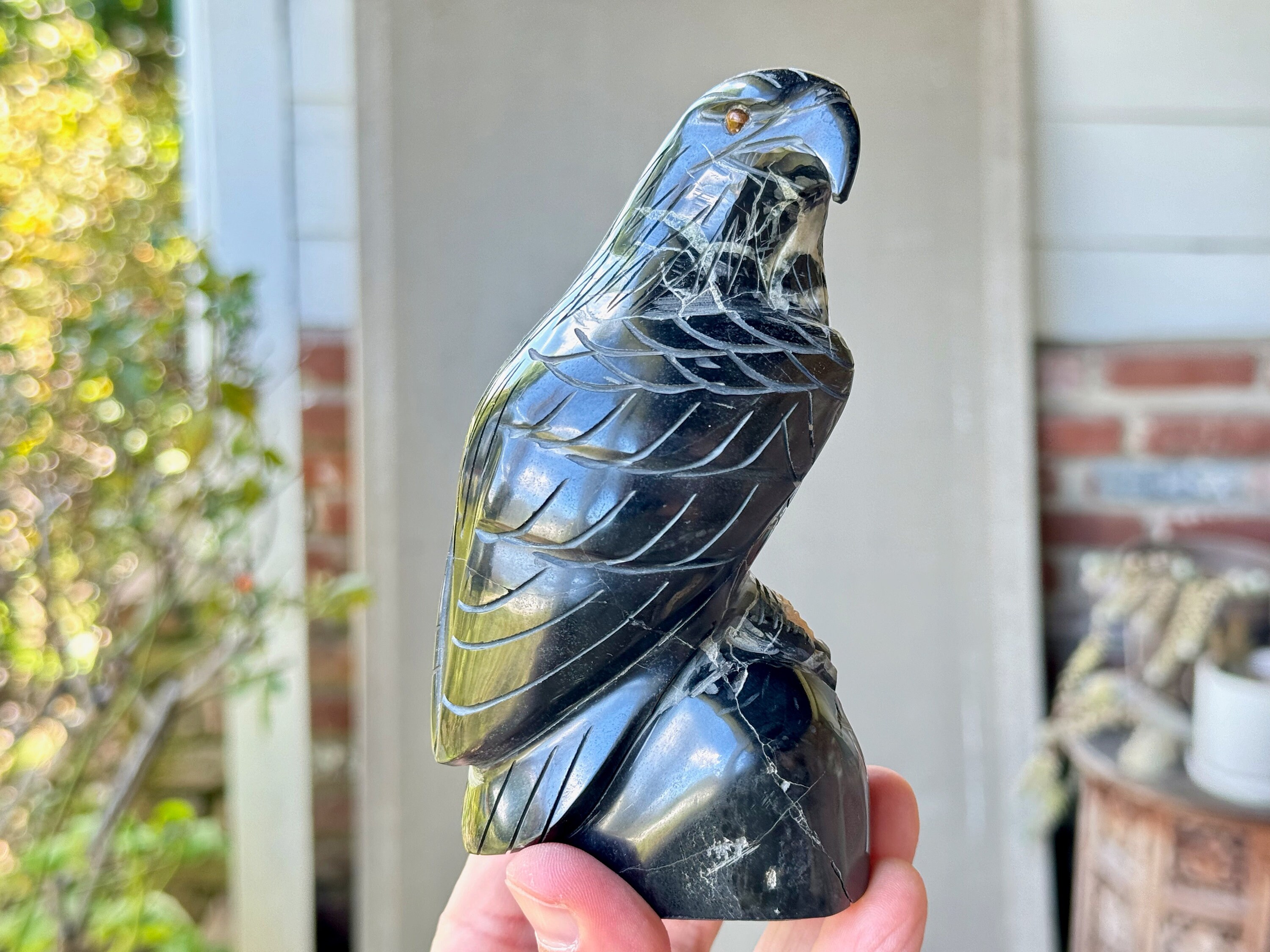 Andean Eagle Statue by Peruvian Artist Ozwaldo Perez, Hand Carved from ...