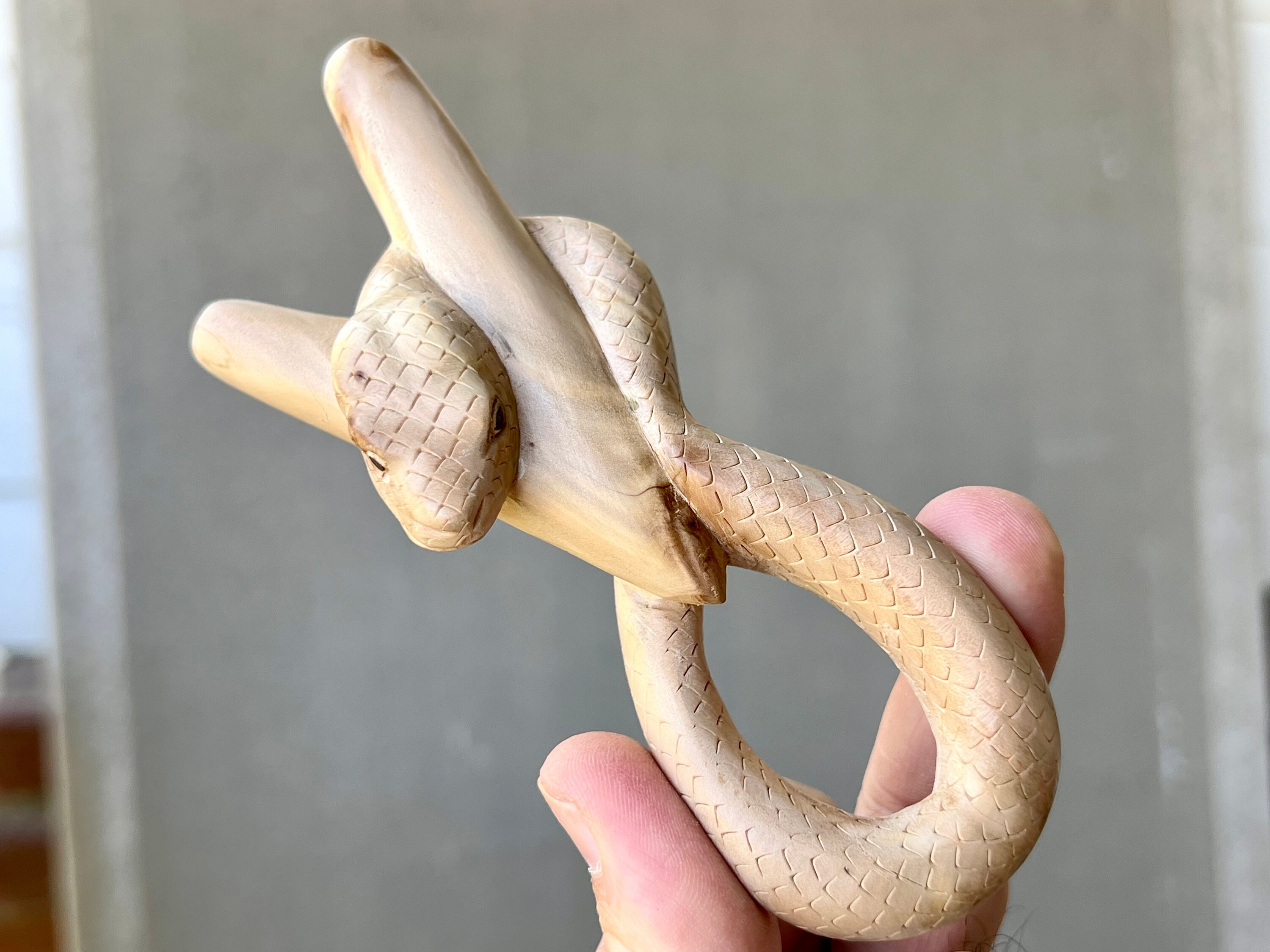 Serpent Kuripe, Solid Wood Single Block Snake Kuripe, Hand Carved ...