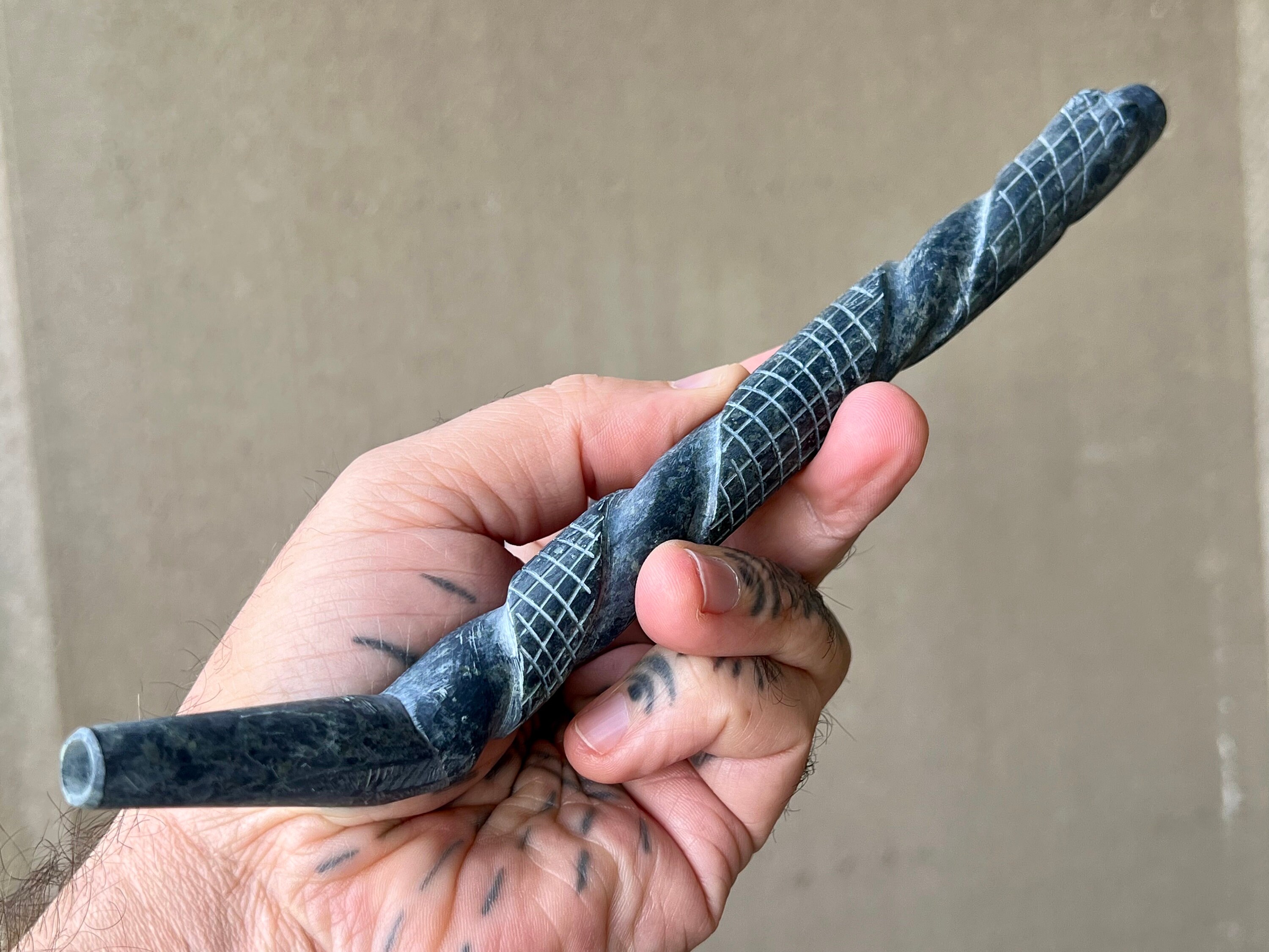 Stone Tepi Pipe, Andean Serpent Totem Tepi, Hand Carved from Stone in ...