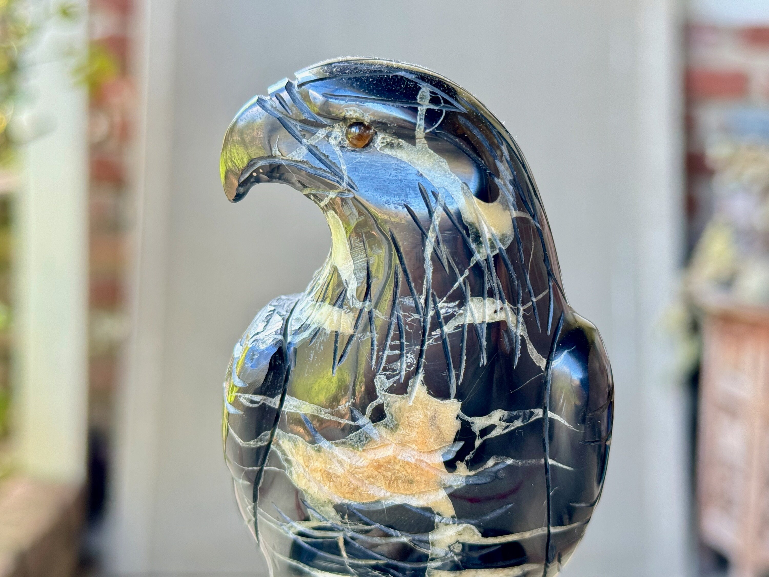 Andean Eagle Statue by Peruvian Artist Ozwaldo Perez, Hand Carved from ...