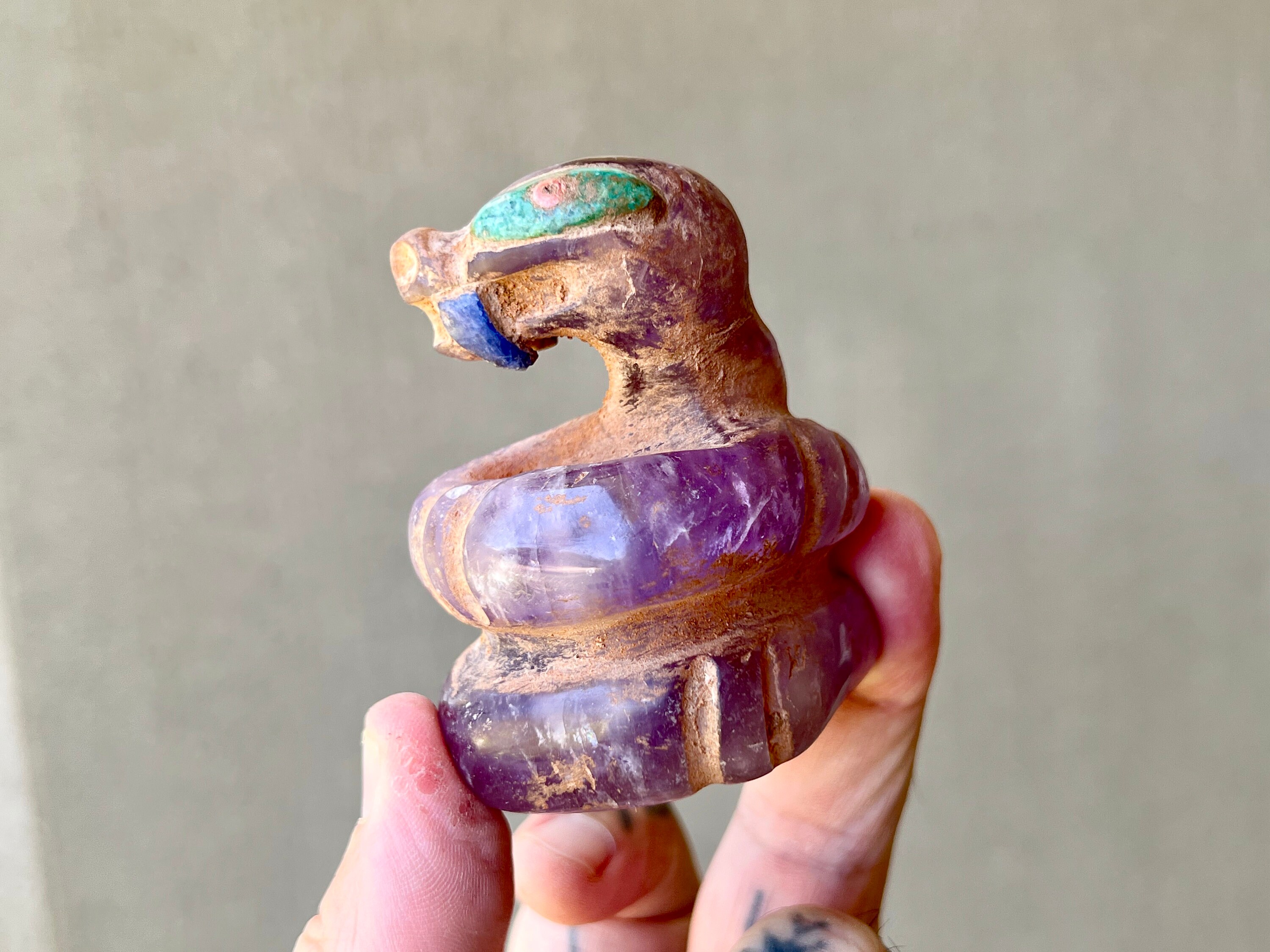 Amethyst Serpent by José Aguilar, Carved Crystal Snake for Plant ...