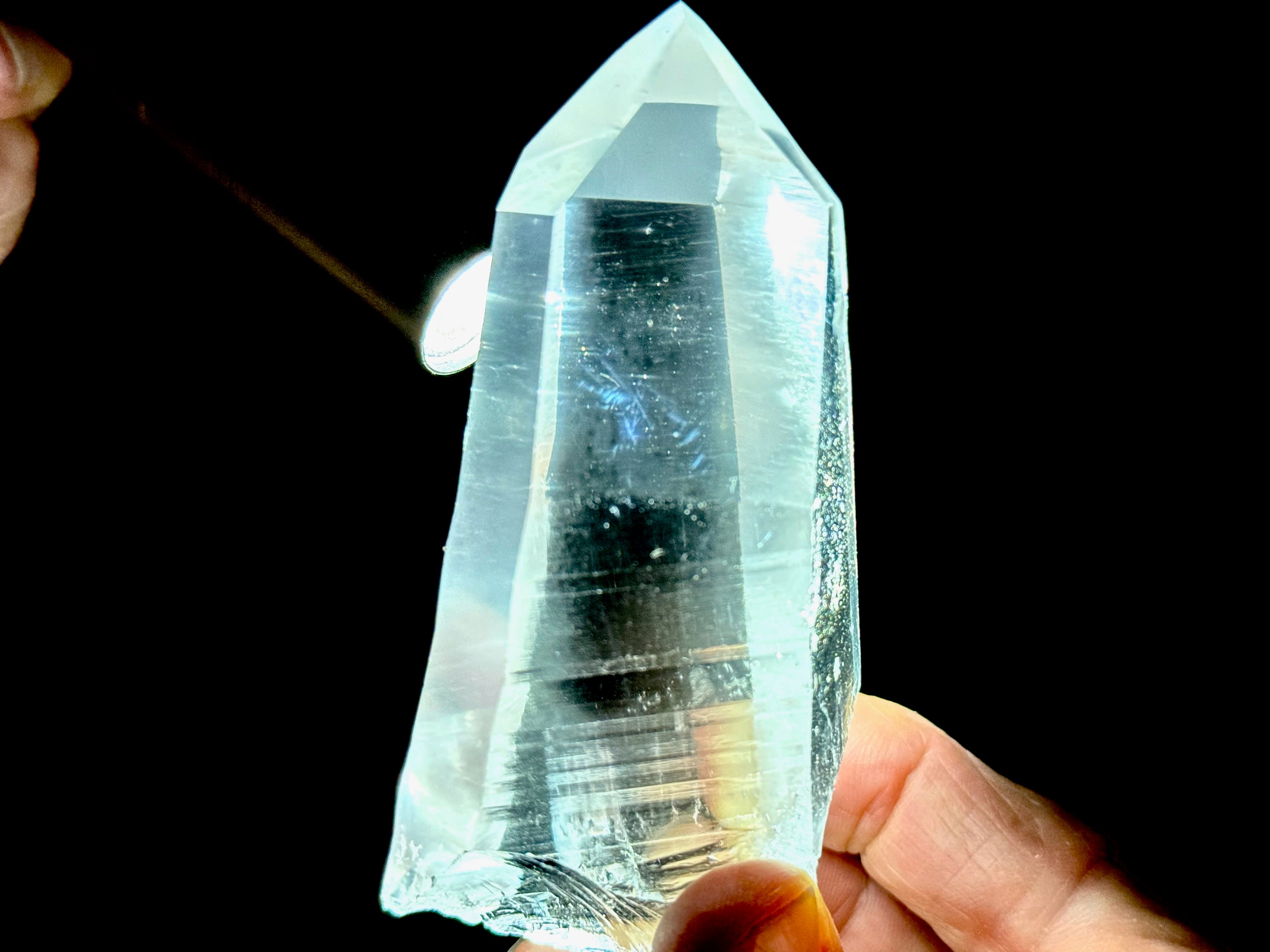 Blue Needle Lemurian Quartz, 142g, New Find, Water Clear Lemurian with ...