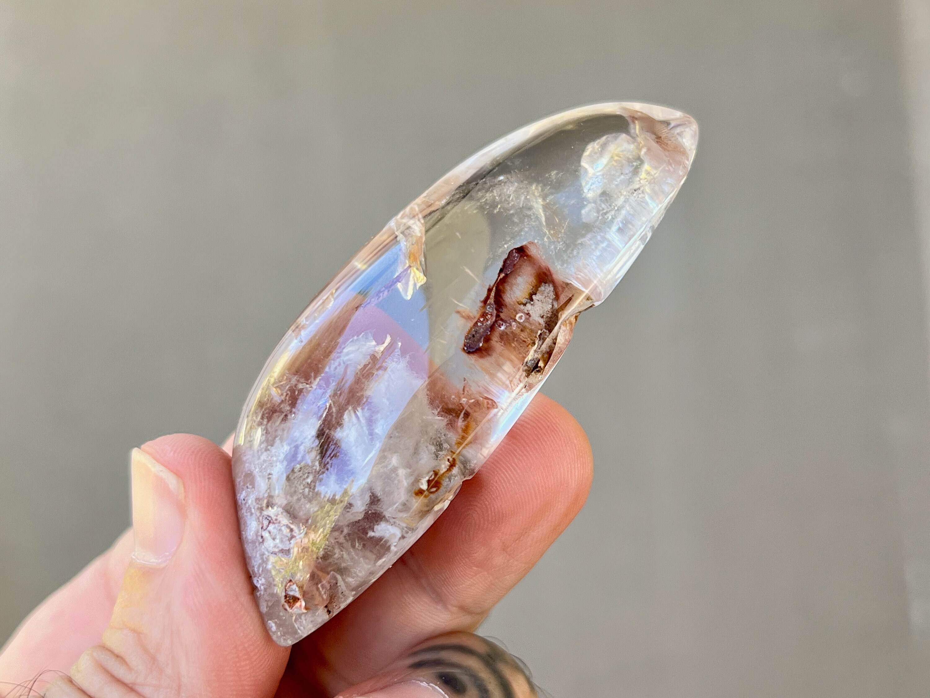 Quartz Crystal Ovular Dome with Dark Red Hematite Inclusions, Water ...