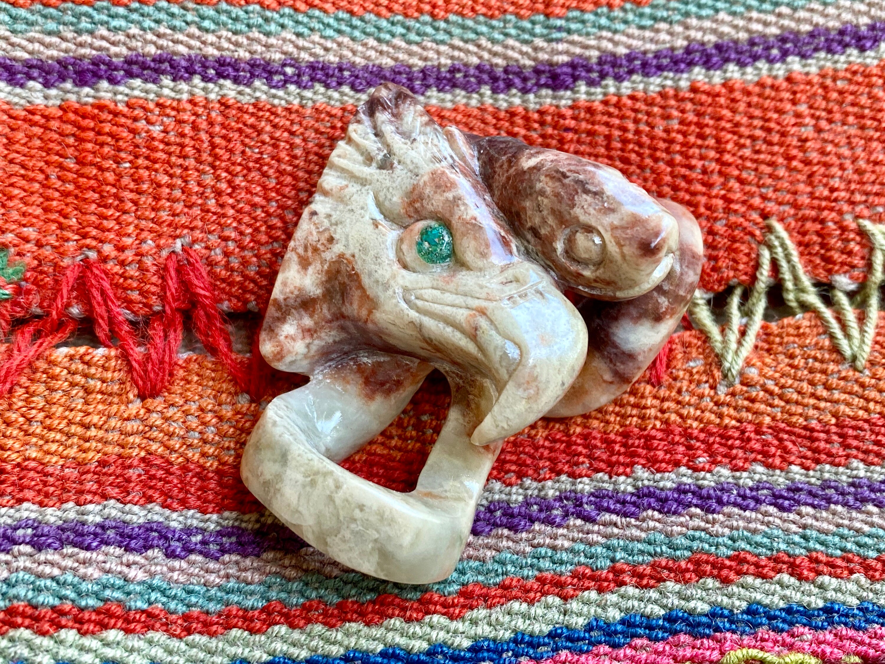 Snake and Eagle Talisman, Carved Stone Shamanic Pendant for Plant ...