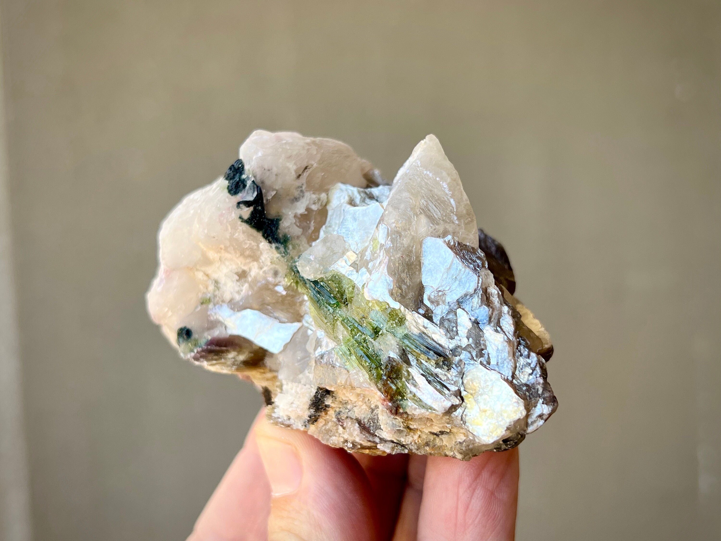 Unicorn Stone with Quartz, Lepidolite, and Green Tourmaline, New Find ...