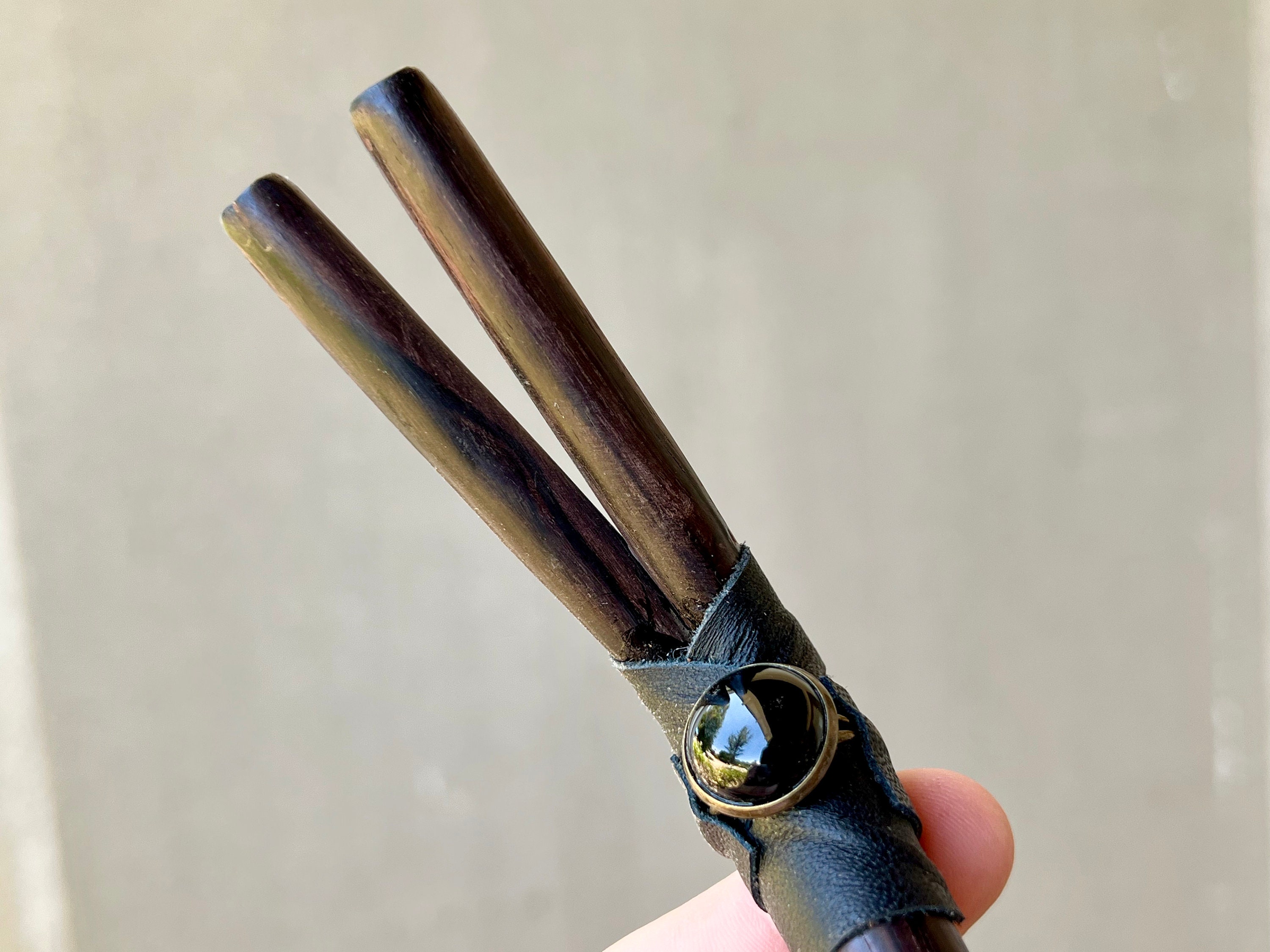 Double Tepi (kuripe) pipe with Black Onyx, Solid Wood Tepi, shamanic ...