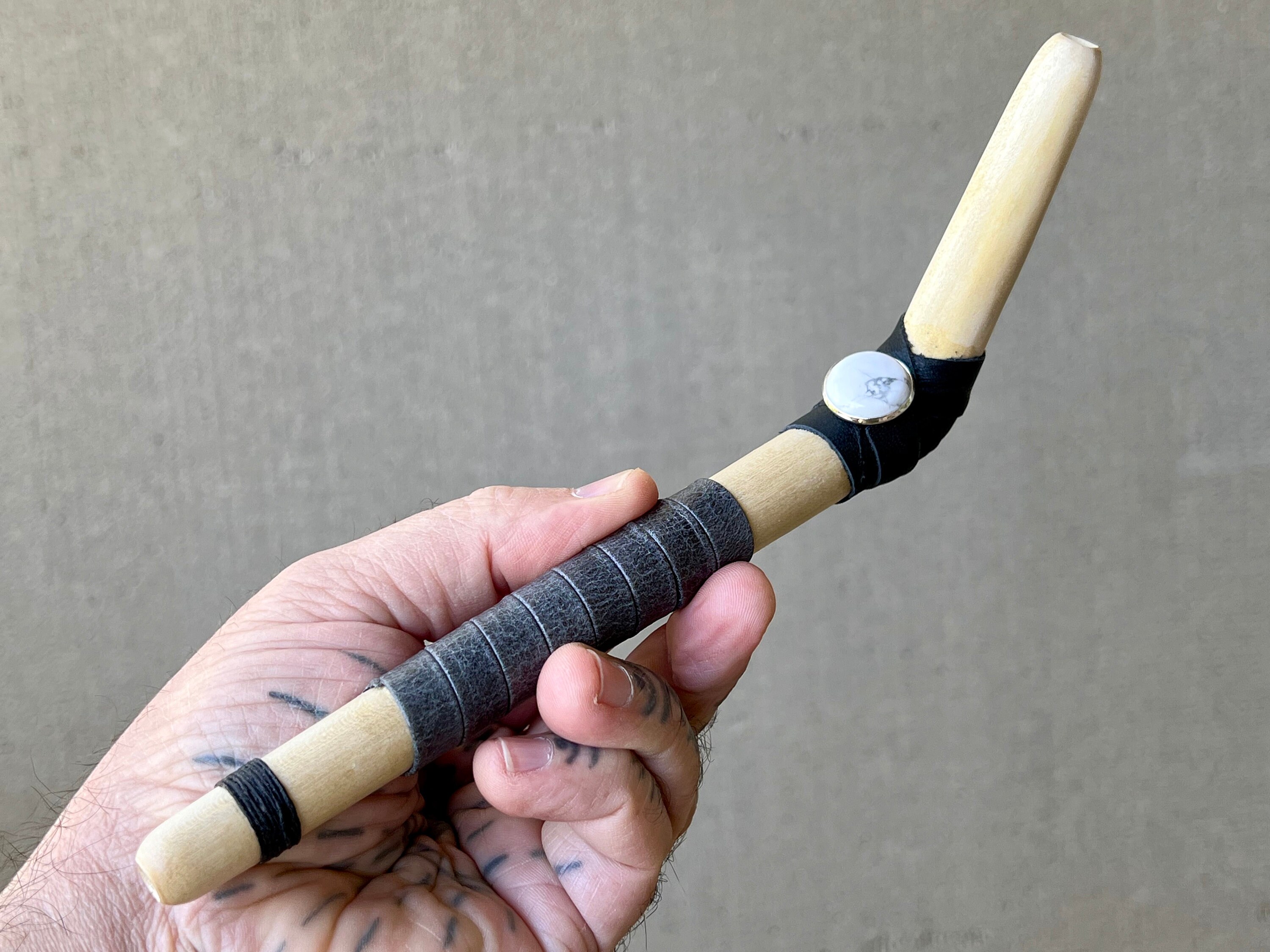Tepi Pipe with Howlite Stone, Solid Wood Tepi Pipe, Handcrafted ...