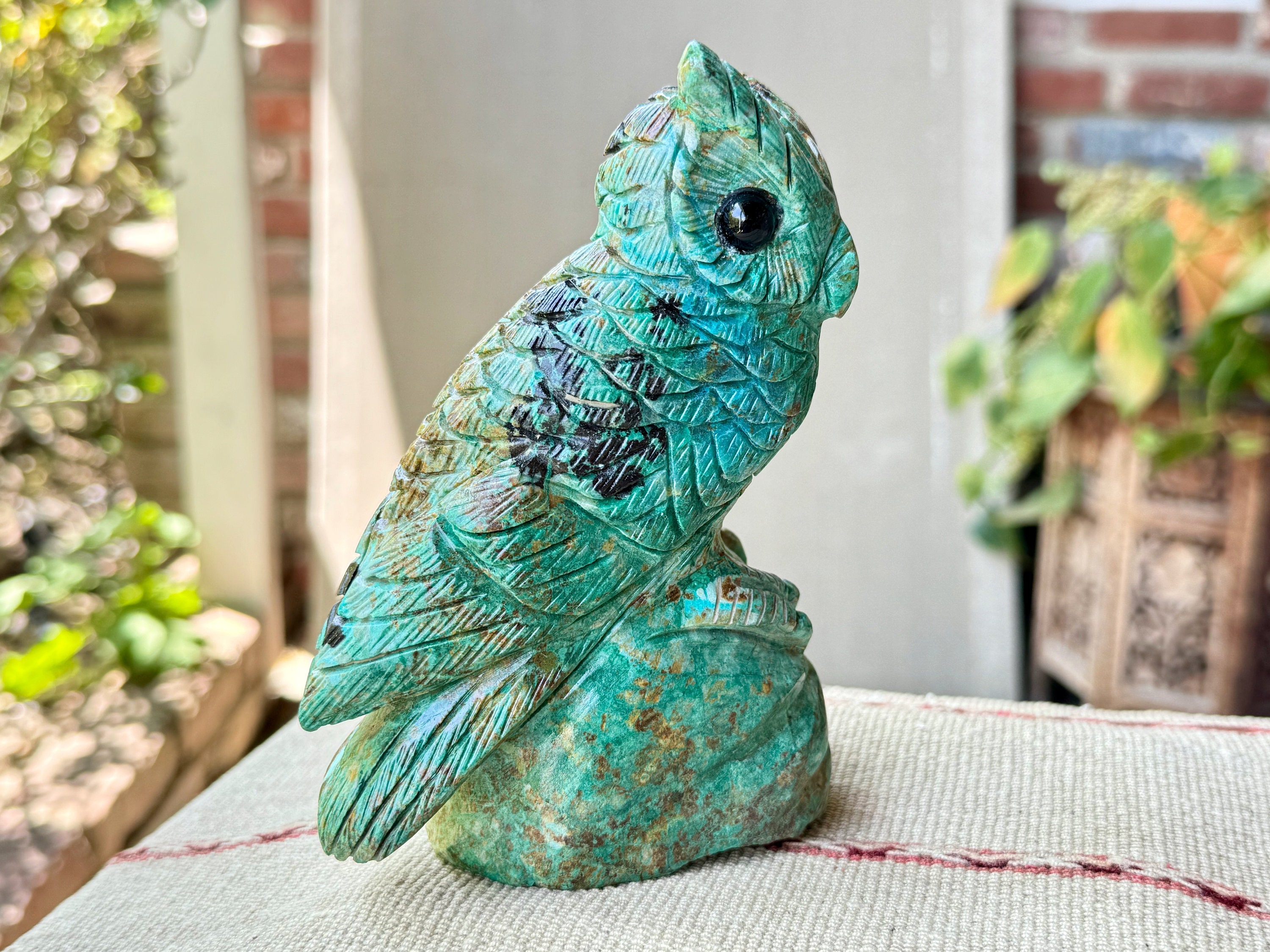 Andean Owl Statue by Peruvian Artist Jacob Sullka, Hand Carved from a ...