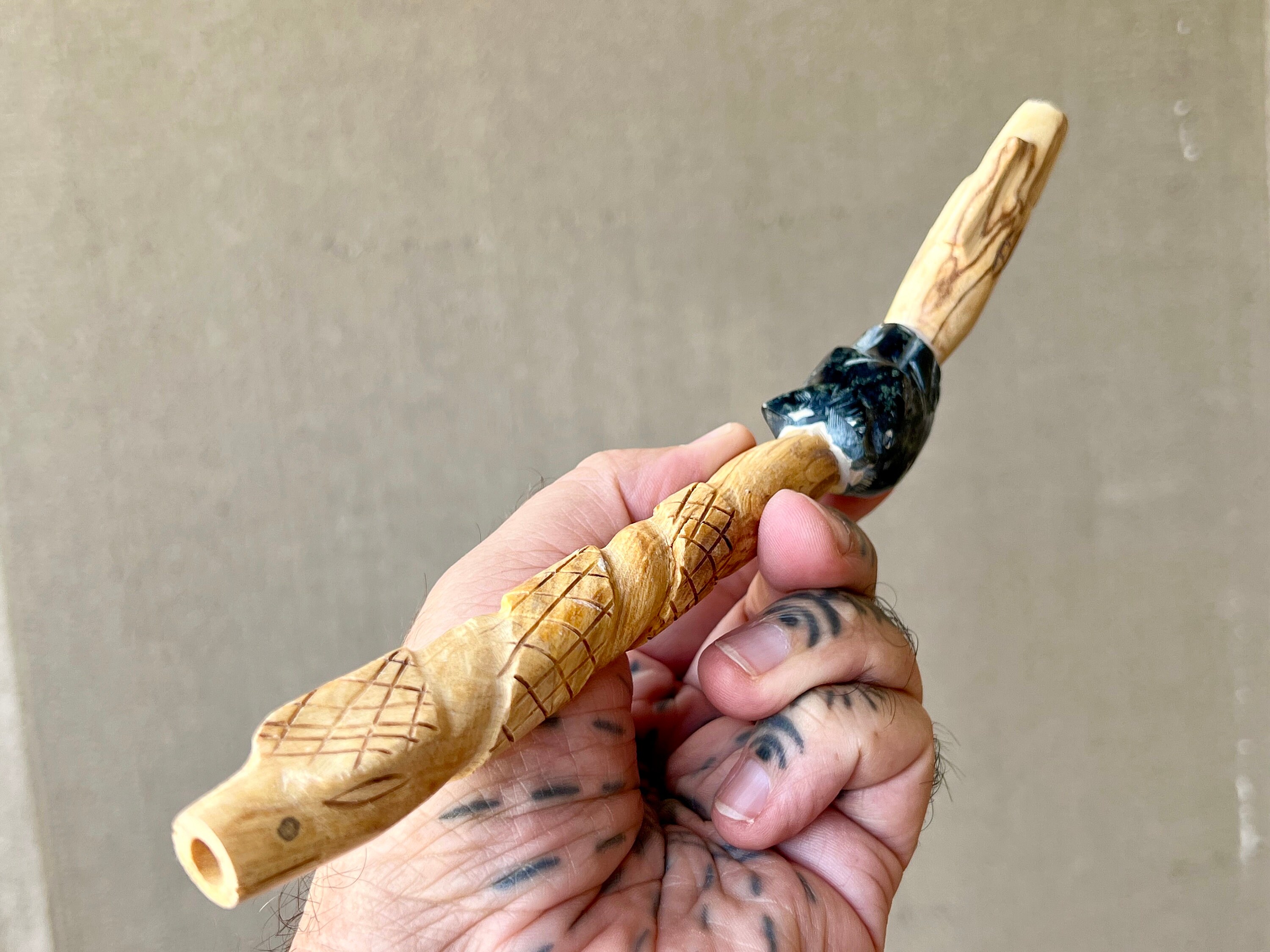 Incan Trilogy Tepi Pipe, Palo Santo Wood & Stone Tepi with Puma, Condor ...