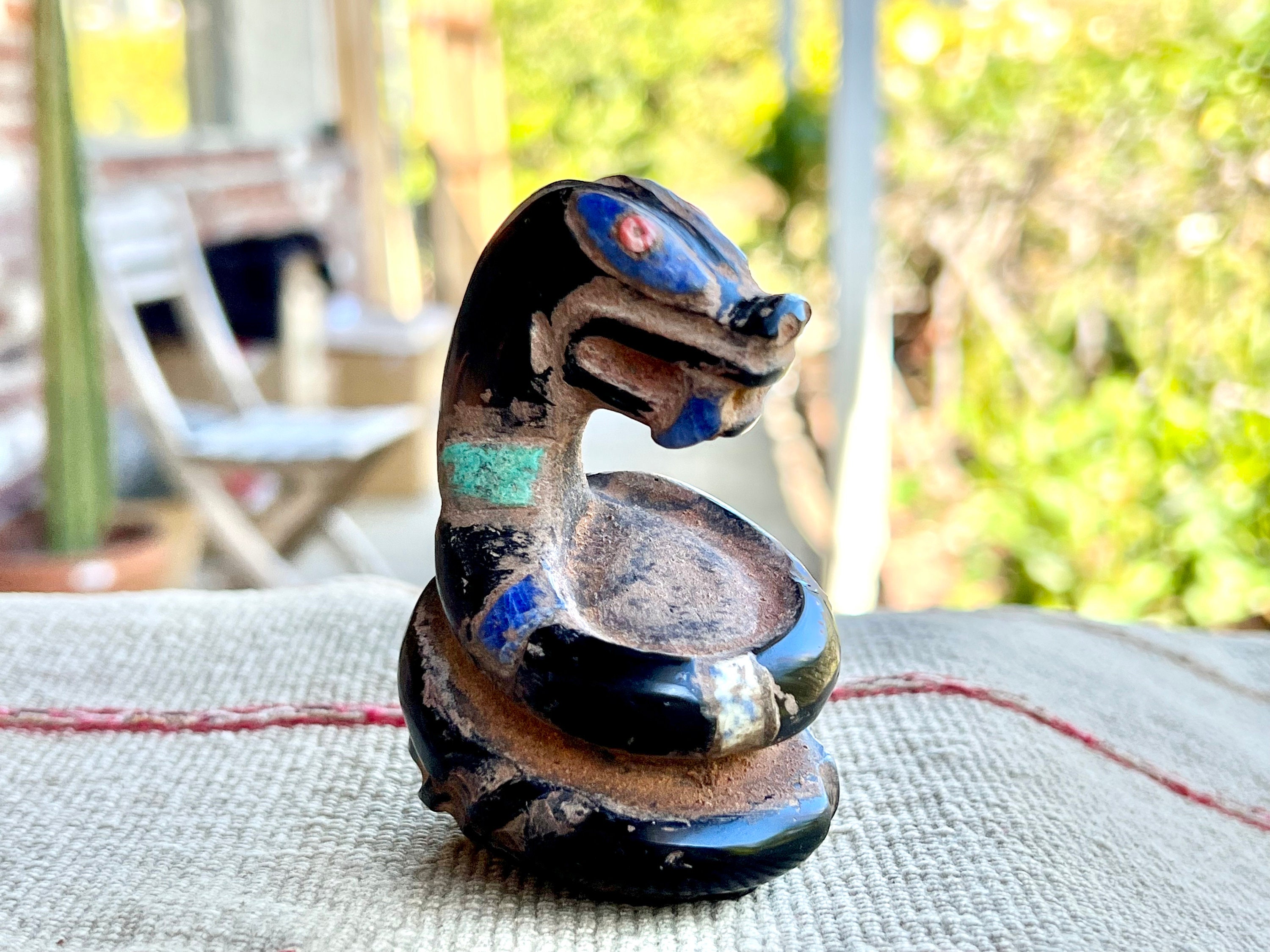 Incan Obsidian Serpent by Peruvian Artist José Aguilar, Carved Crystal ...