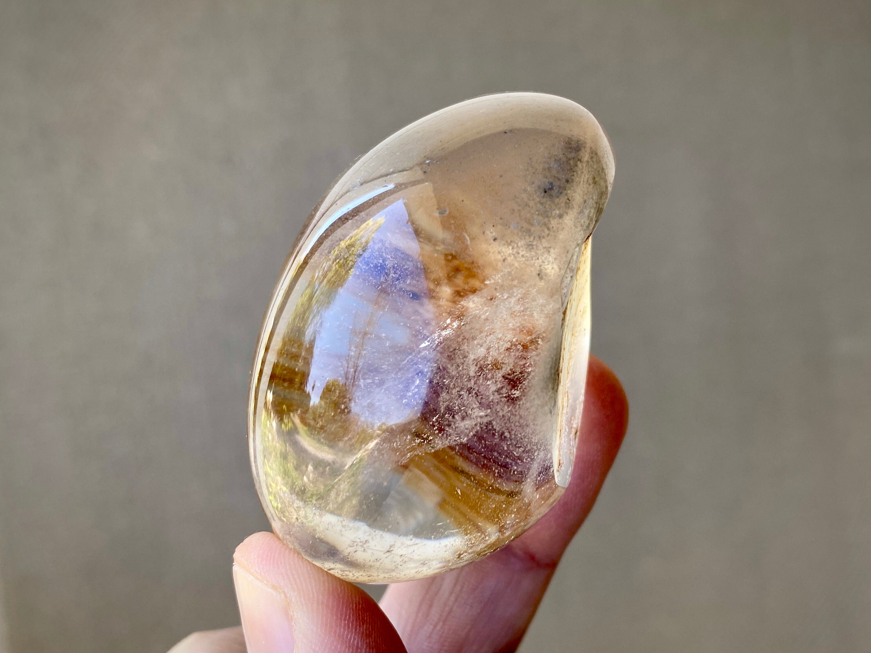 Quartz Crystal Dome with Orange Hematite Inclusions, Water Clear Quartz ...