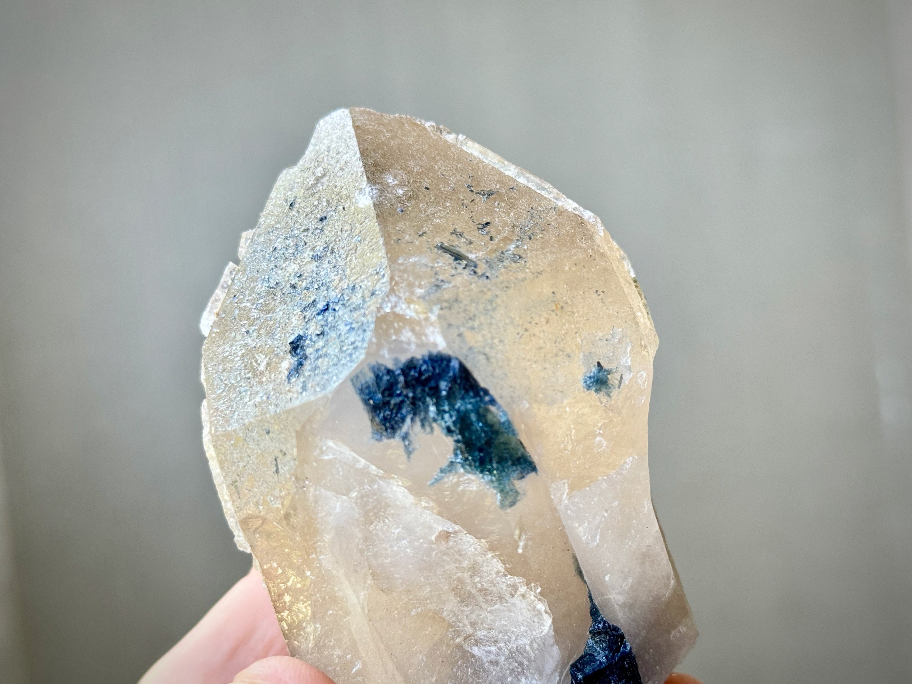 Citrine Quartz with Dark Blue Indicolite Tourmaline Inclusions, New ...