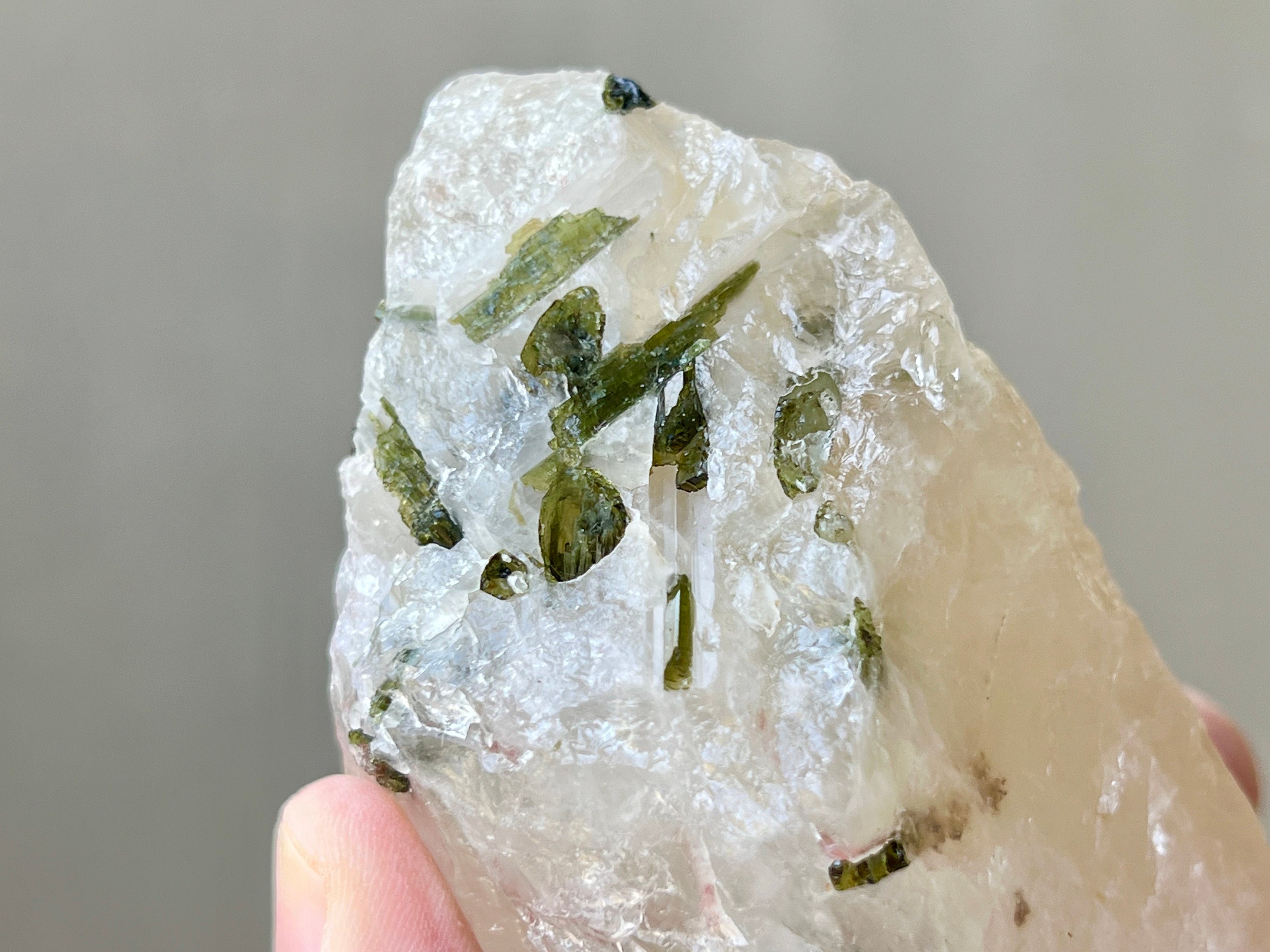 Quartz Crystal with Green Tourmaline Inclusions, New Find, Nervous ...